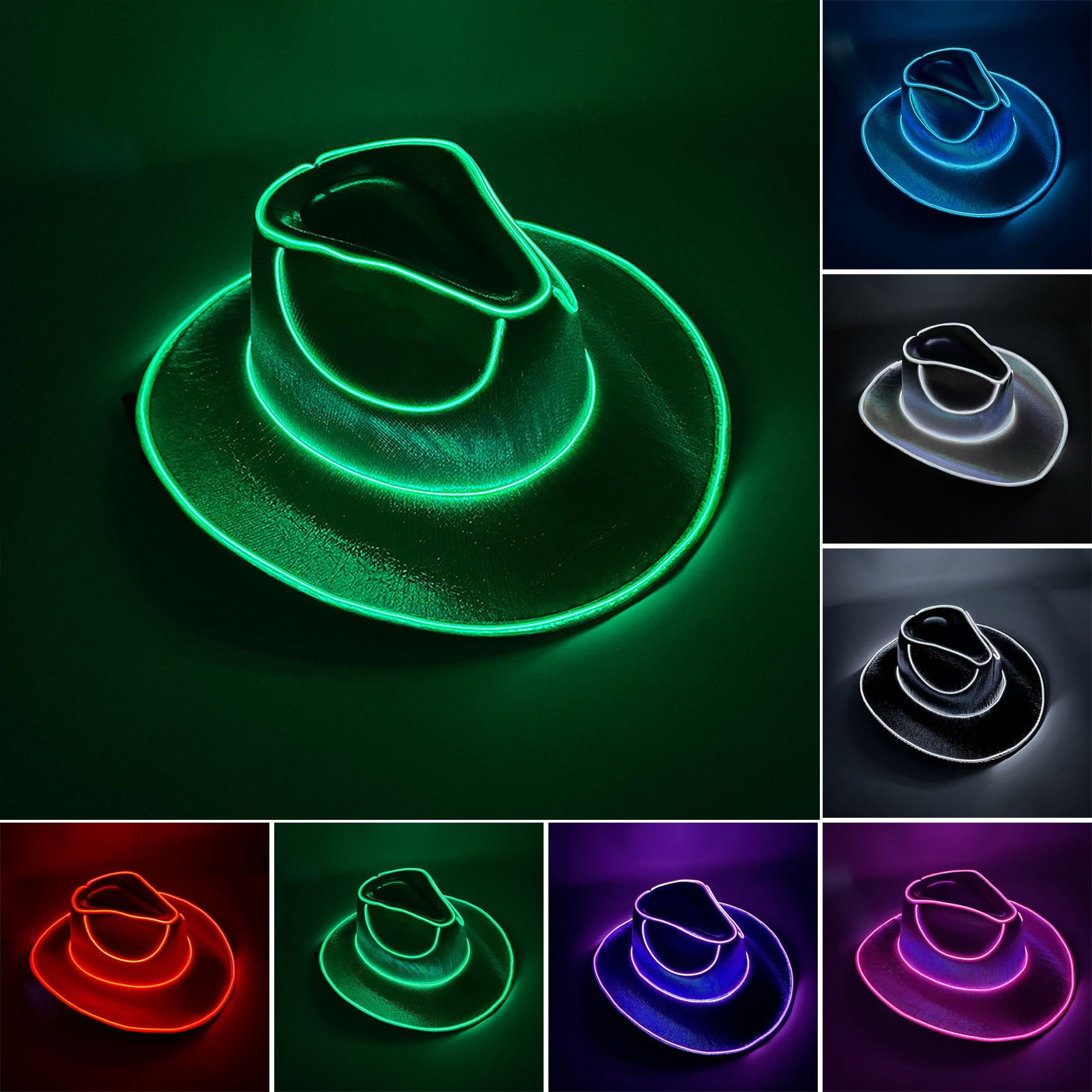 Eoperou Light Up Cowgirl Hat: Wireless Neon Western LED Cowboy Cap ...