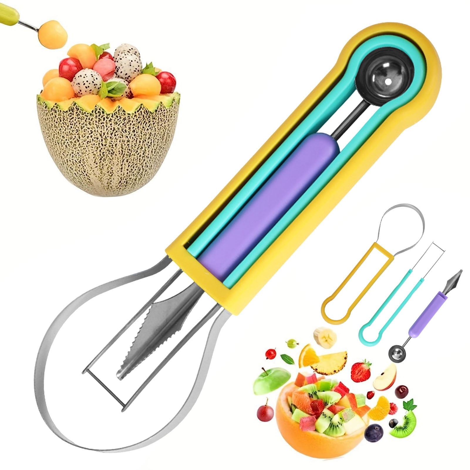Eoperou Melon Baller Scoop Set 3-in-1 Fruit Vegetables Cutters ...