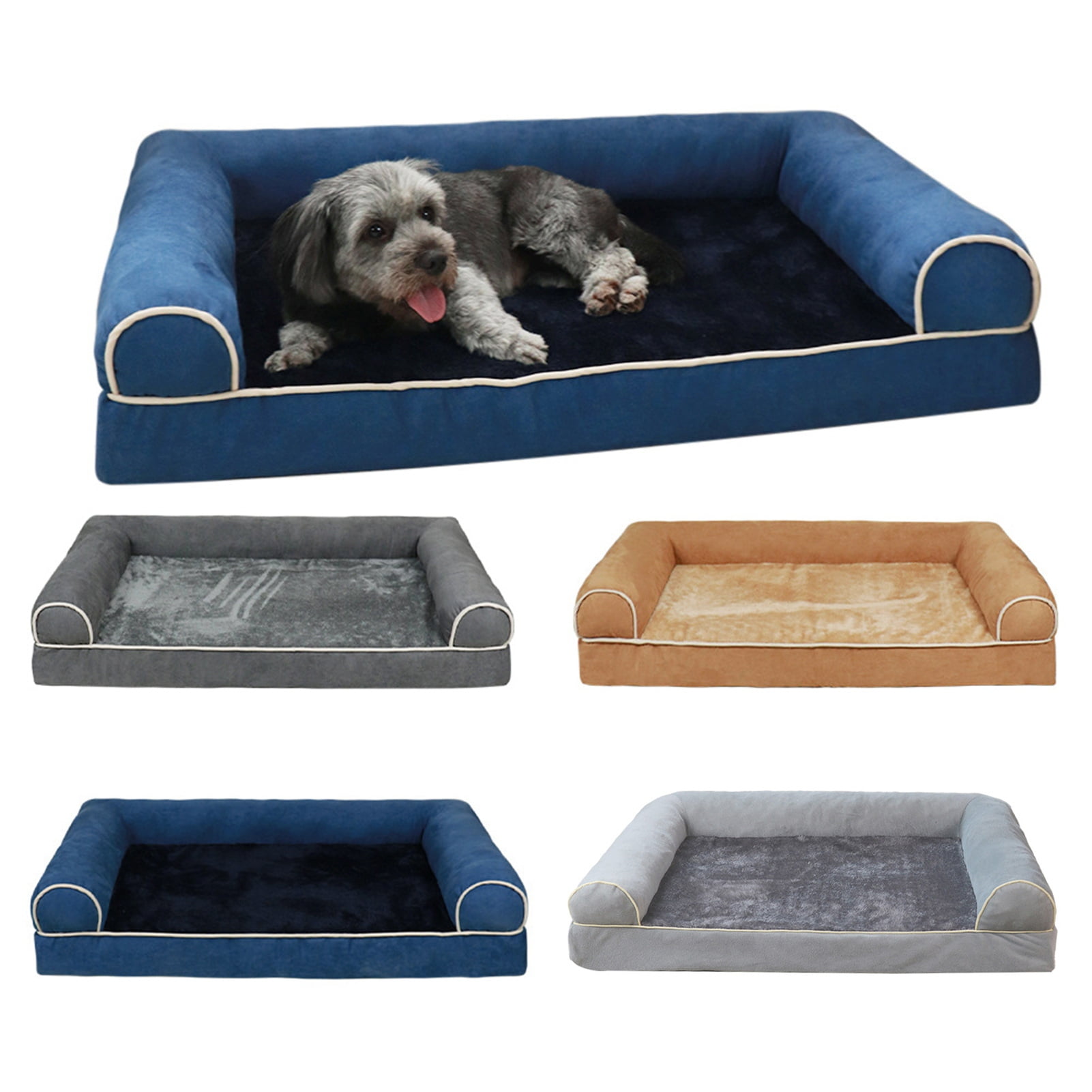Eoperou Orthopedic Dog Bed Large Washable - Dog Sofa Bed Soft Bolster ...