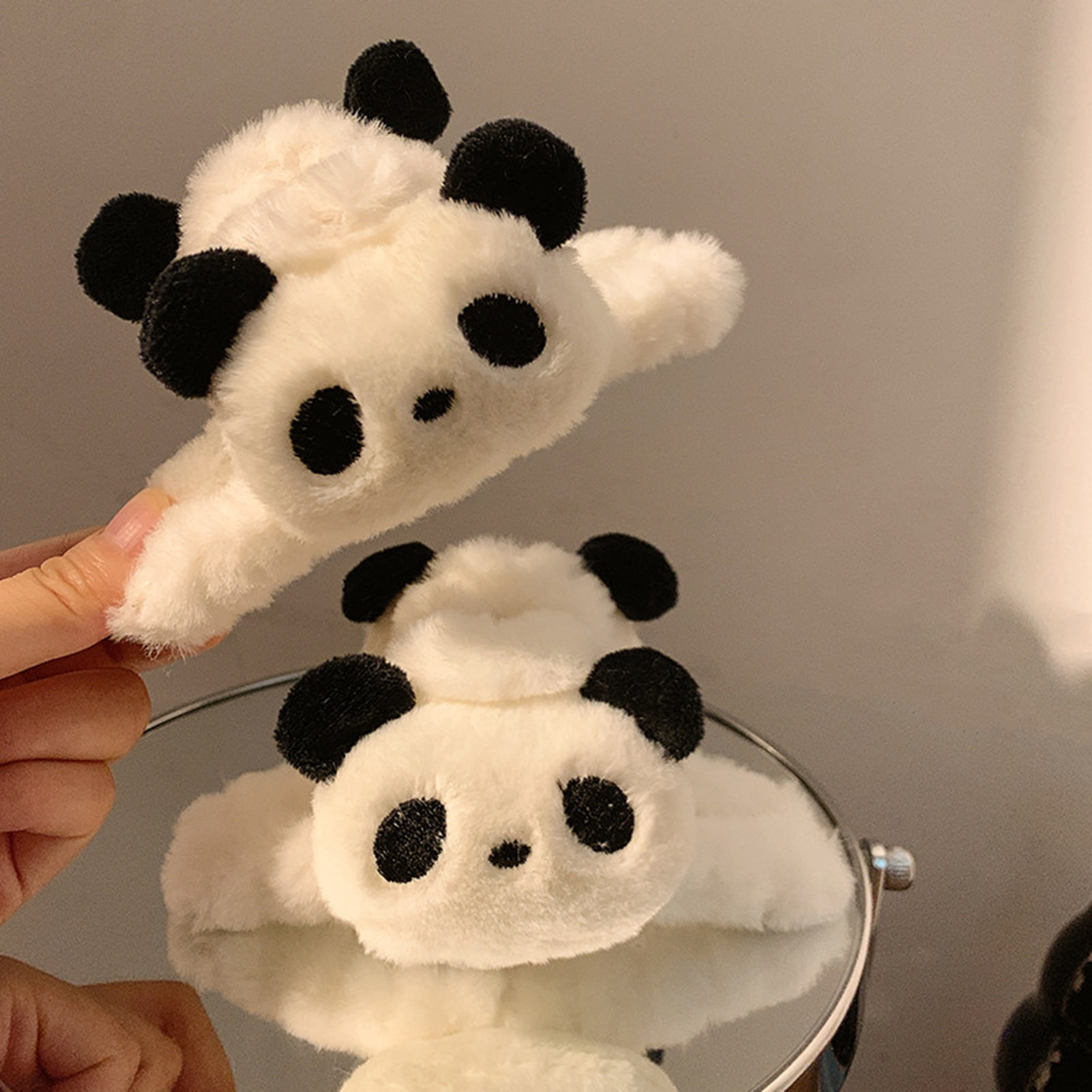 Eoperou Plush Panda Shape Hair Claw Strong Grip Back Head Hair Clip ...