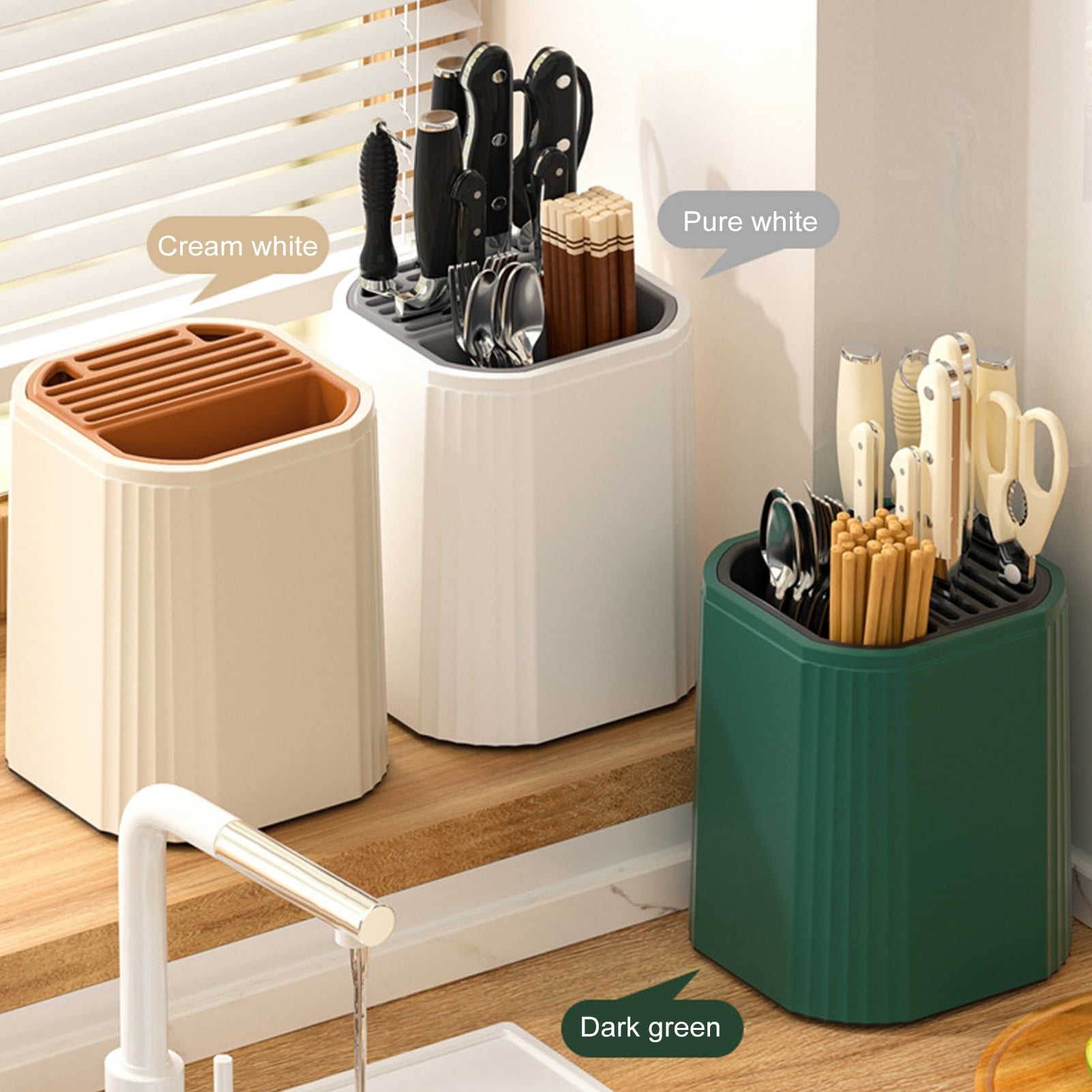 Eoperou Rotating Kitchen Cutter Holder: Safe Cutter Storage Rack with ...