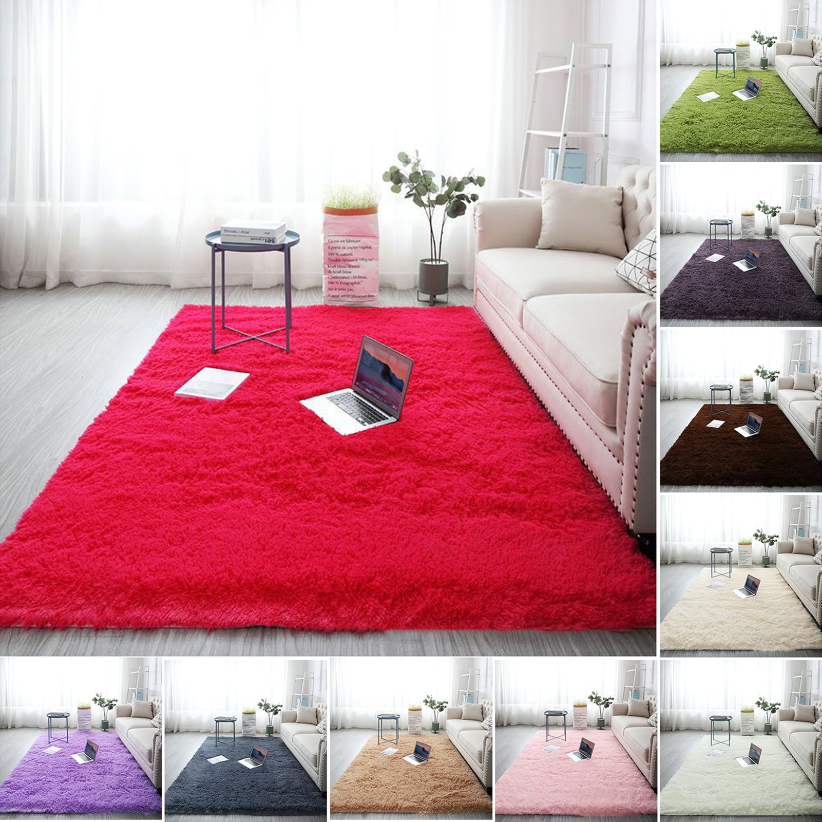 Eoperou Shag Area Rug: Fuzzy Plush Indoor Bedroom Carpet Non-skid ...