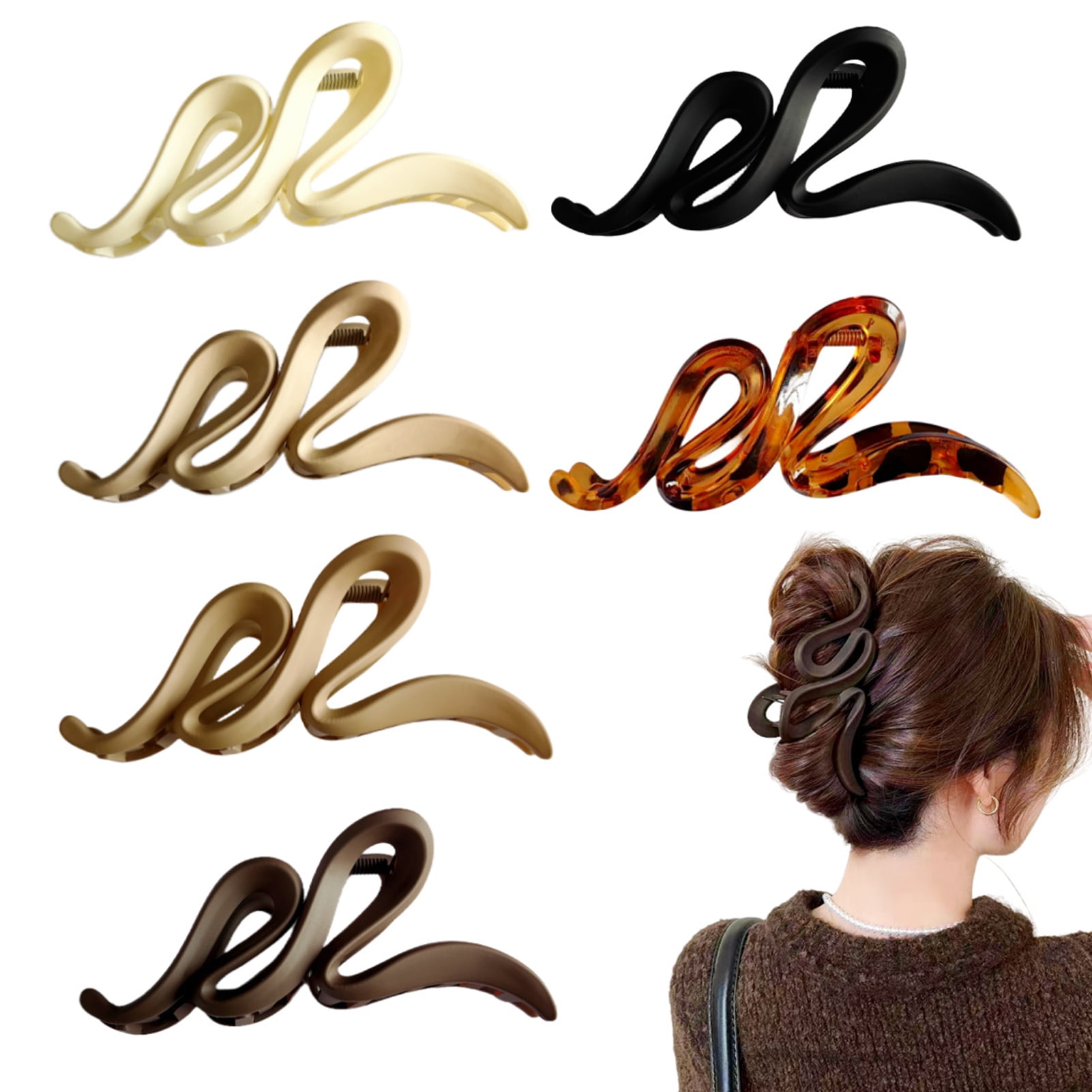 Eoperou Snake-shaped Hair Claw Frosted Textures Large Hair Clip Strong ...
