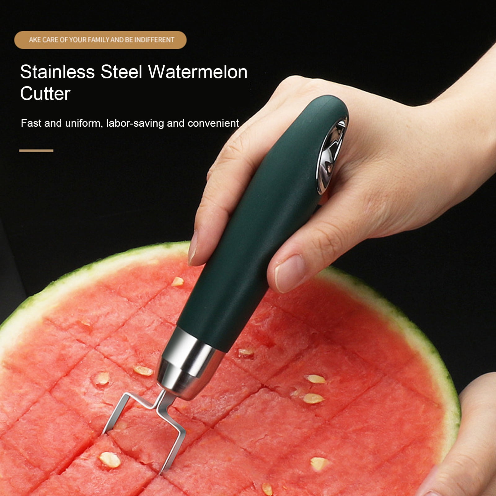 Eoperou Stainless Watermelon Cutter: Slicer Melon Cube Cutting Tools Ergonomic Handle Design ...