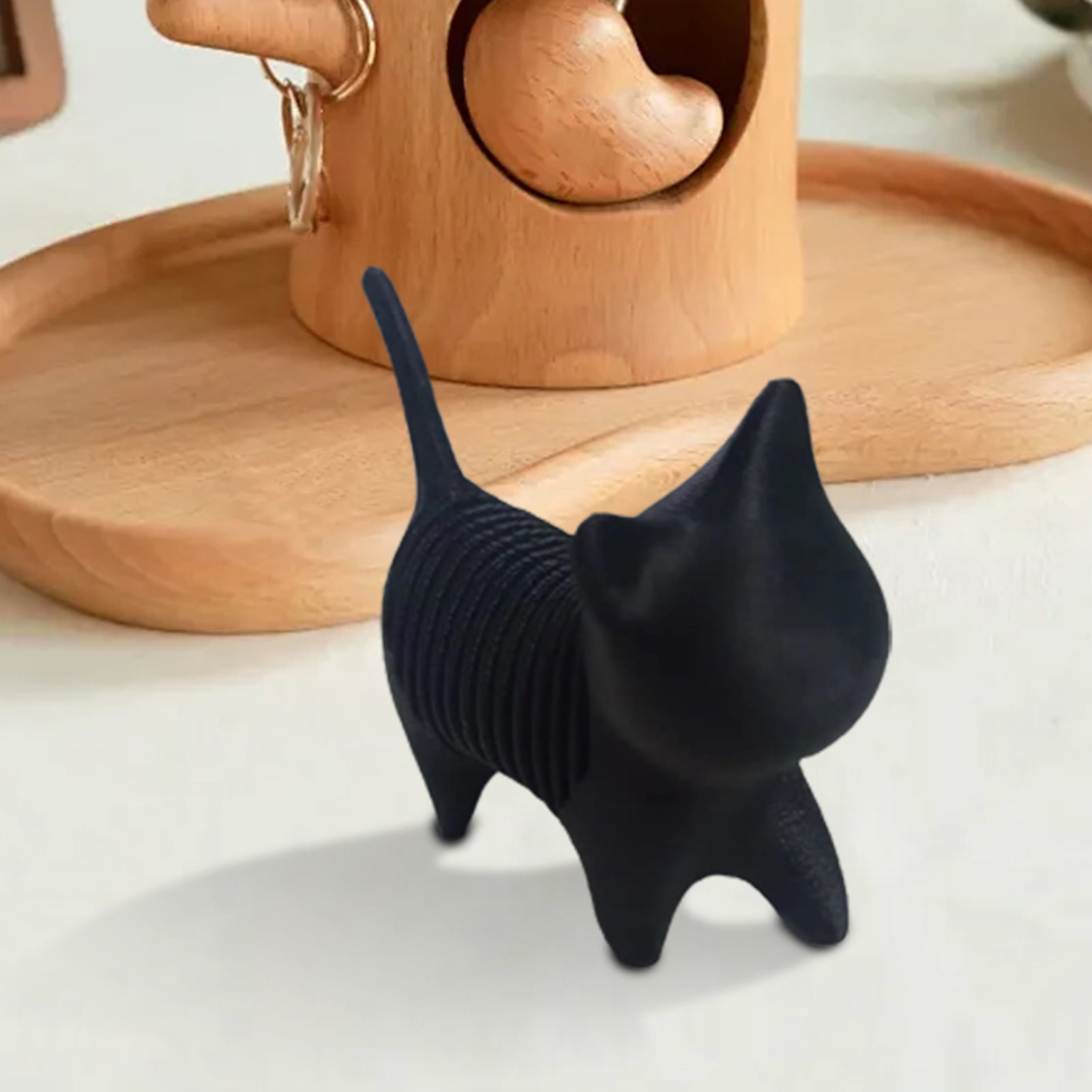 Eoperou Standing Spring Cat Figurine: Black White Kitten Statue ...