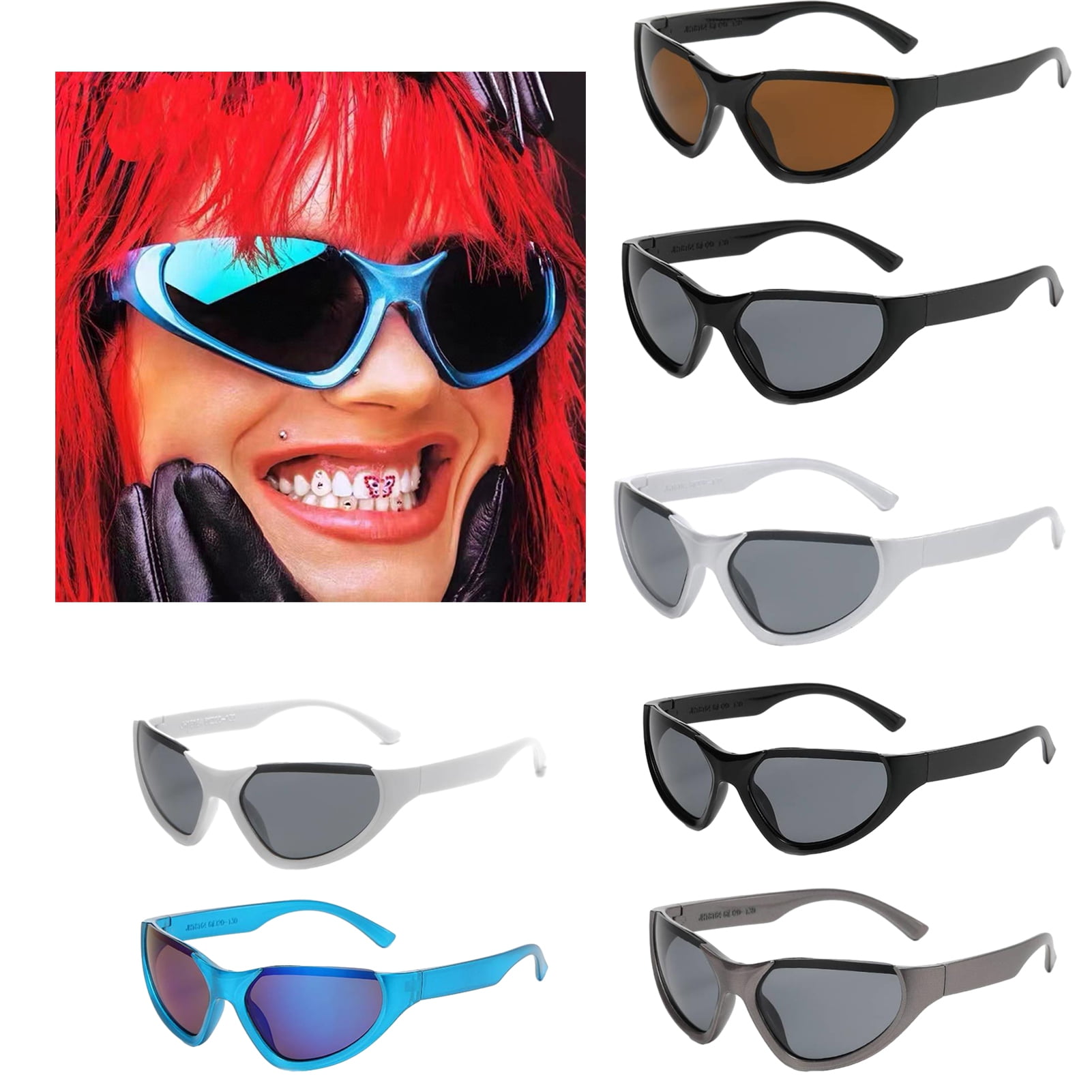Eoperou Unisex Sunglasses Small Ellipse Frame Retro Strong Hinge Block ...