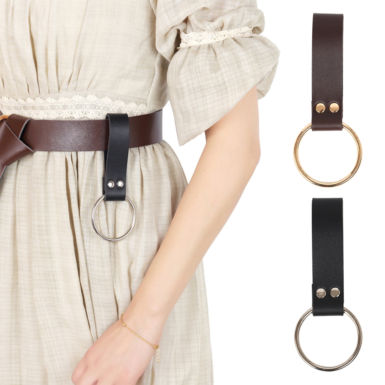 Eoperou Weapon Hook Strap Medieval Belt Skirt Hikes Double Ring Faux Leather Loop Renaissance ...