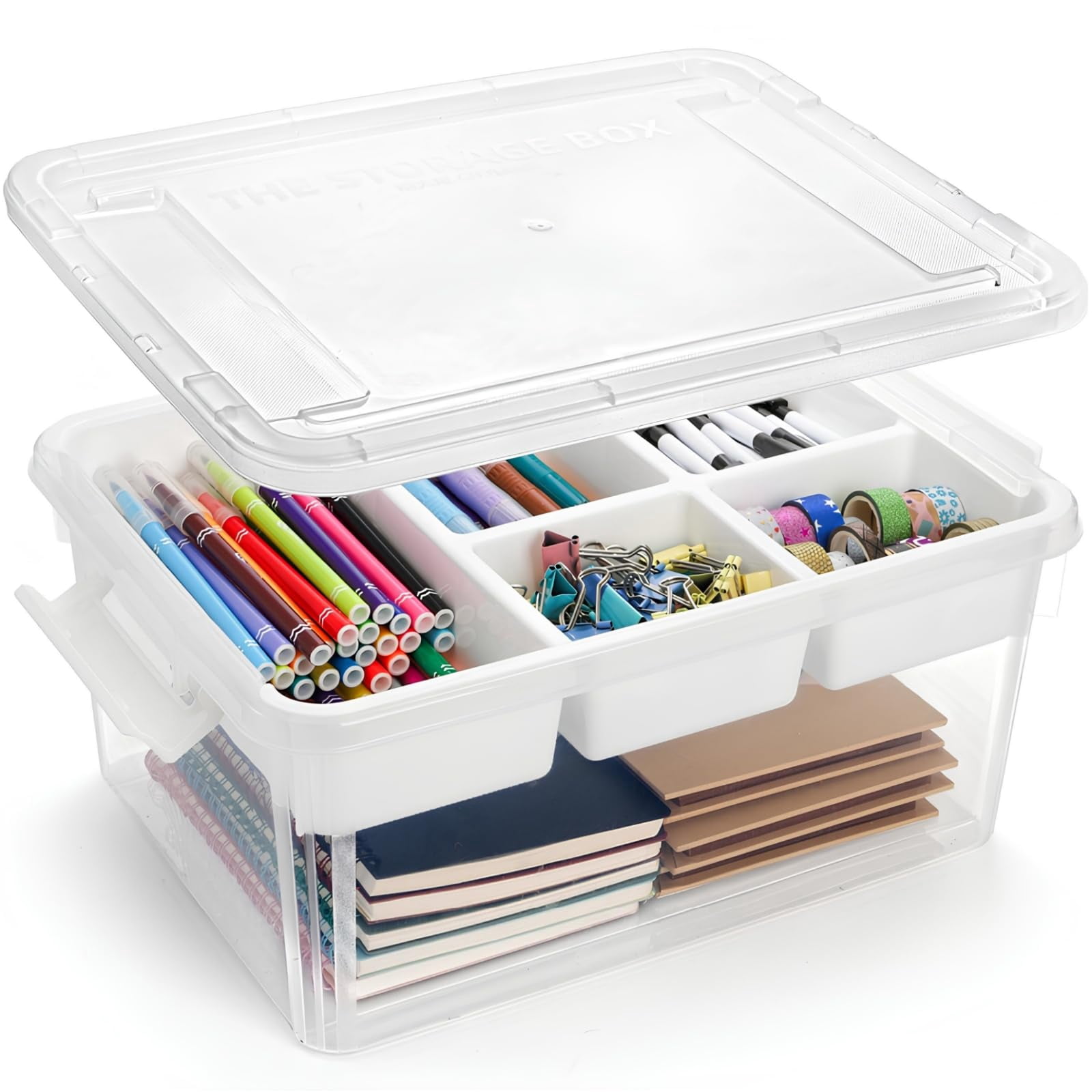 Eorbow 17QT Plastic Storage Box with BSL1 Removable Tray, Art Supply ...