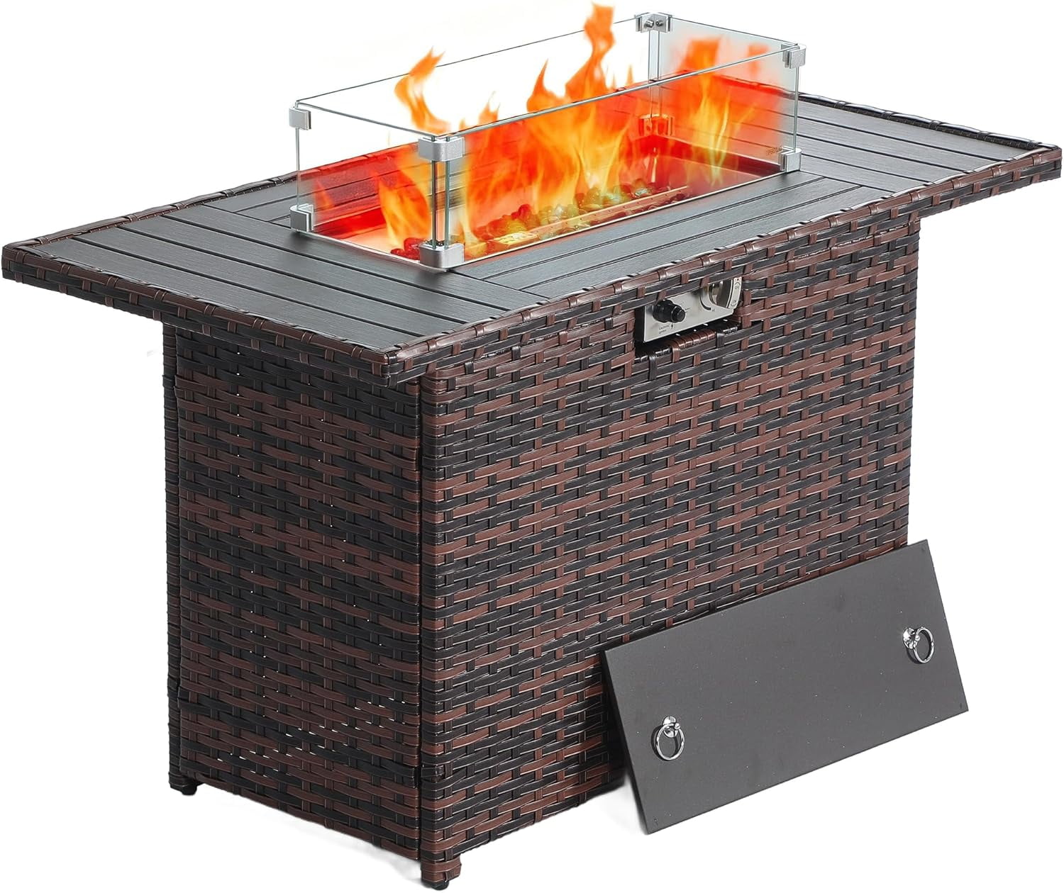 EortheX 44 Inch Propane Fire Pit, Steel Gas Fire Feature Table with ...
