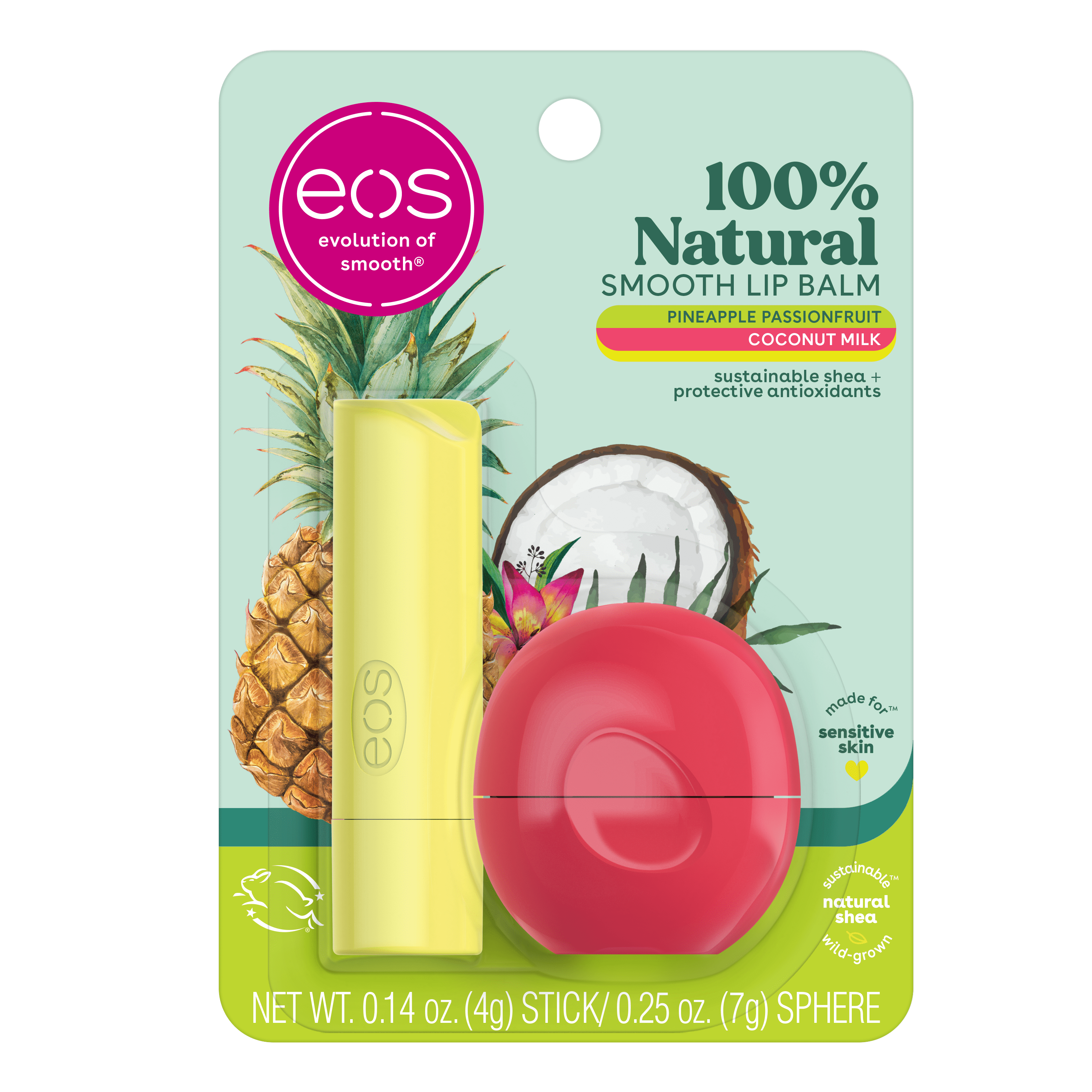 Eos 100% Natural Lip Balm- Pineapple Passionfruit & Coconut Milk, 0.39 ...