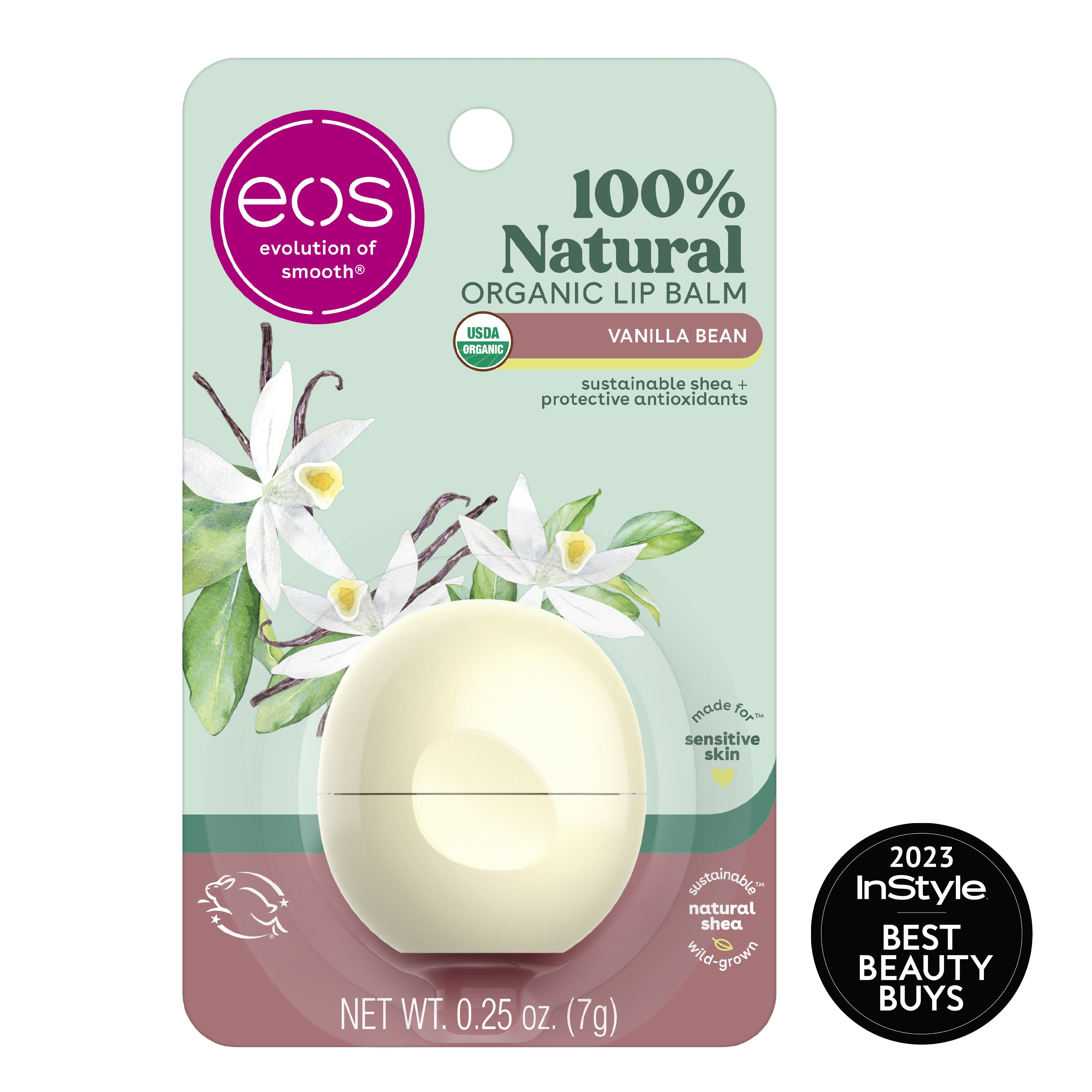 Eos 100% Natural & Organic Lip Balm Sphere - Vanilla | 0.25 oz/1pk ...