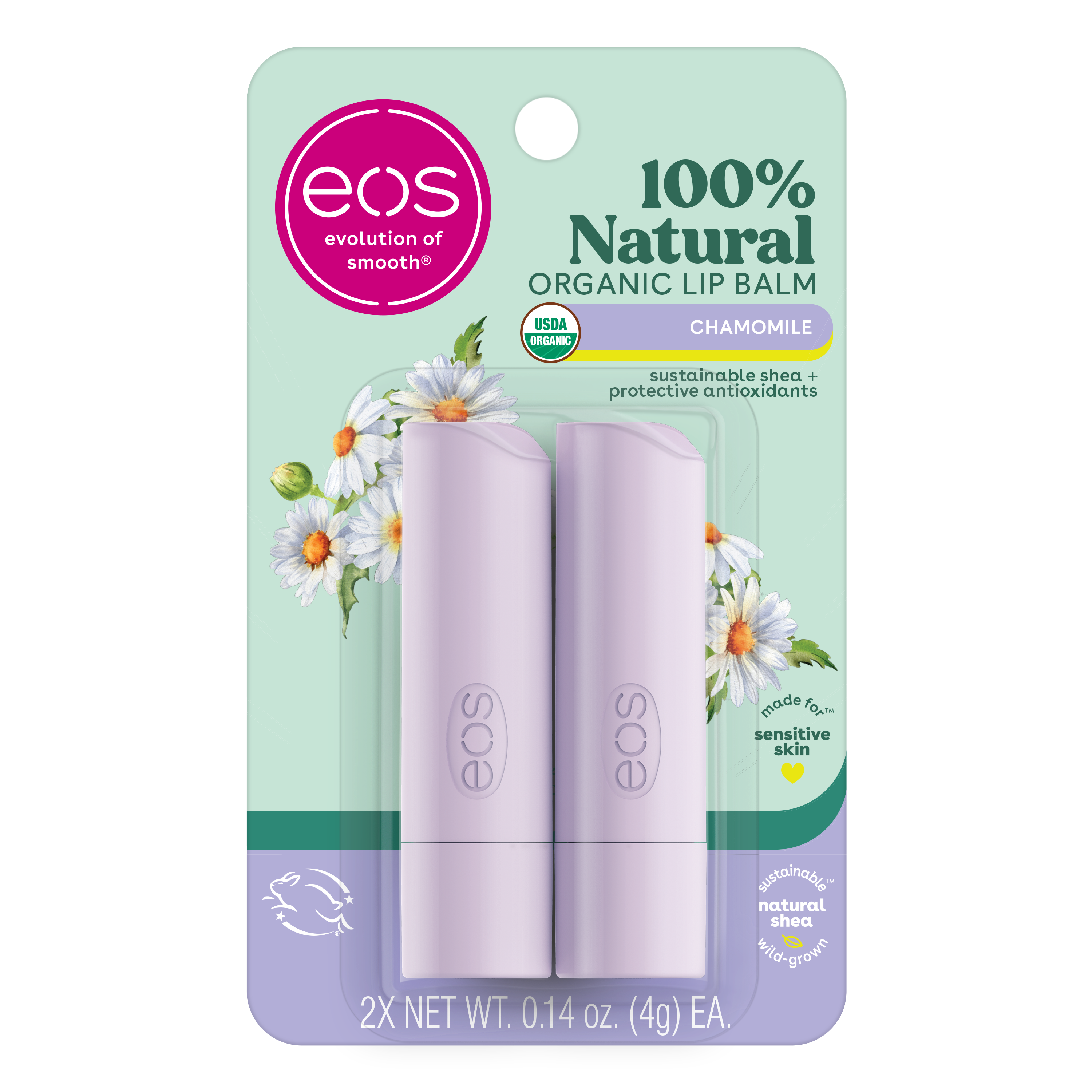 Eos 100 Natural Organic Lip Balm Stick Chamomile 0 14 Oz Pack Eos 100 Natural Organic Lip Balm Stick Chamomile 0 14 Oz Pack
