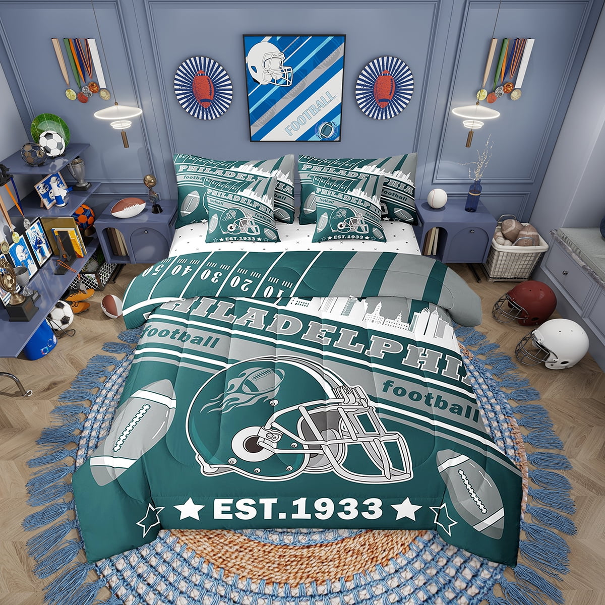 Eosebridal Football 7 Pieces Comforter Sets Full Size Philadelphia ...