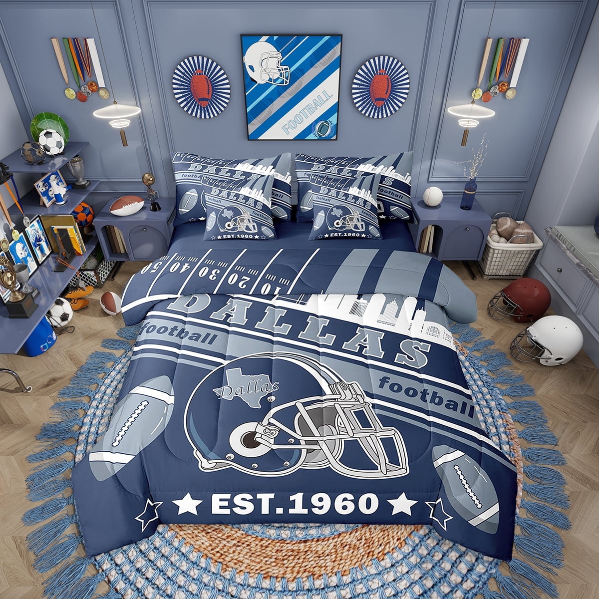 Eosebridal Football 7 Pieces Comforter Sets King Size Dallas Bedding ...
