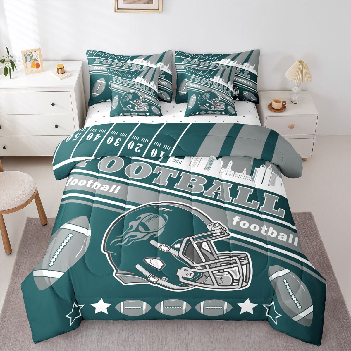 Eosebridal Football 7 Pieces Comforter Sets King Size Philadelphia ...