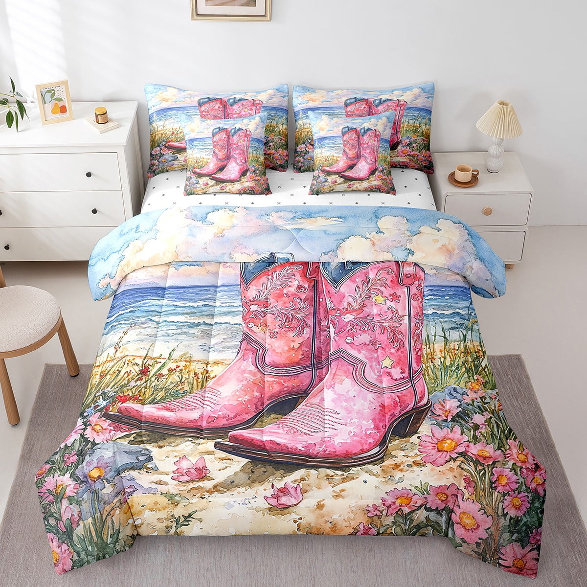 Eosebridal Cowgirl Comforter Set 7 Pieces King Size Western Bedding Set ...