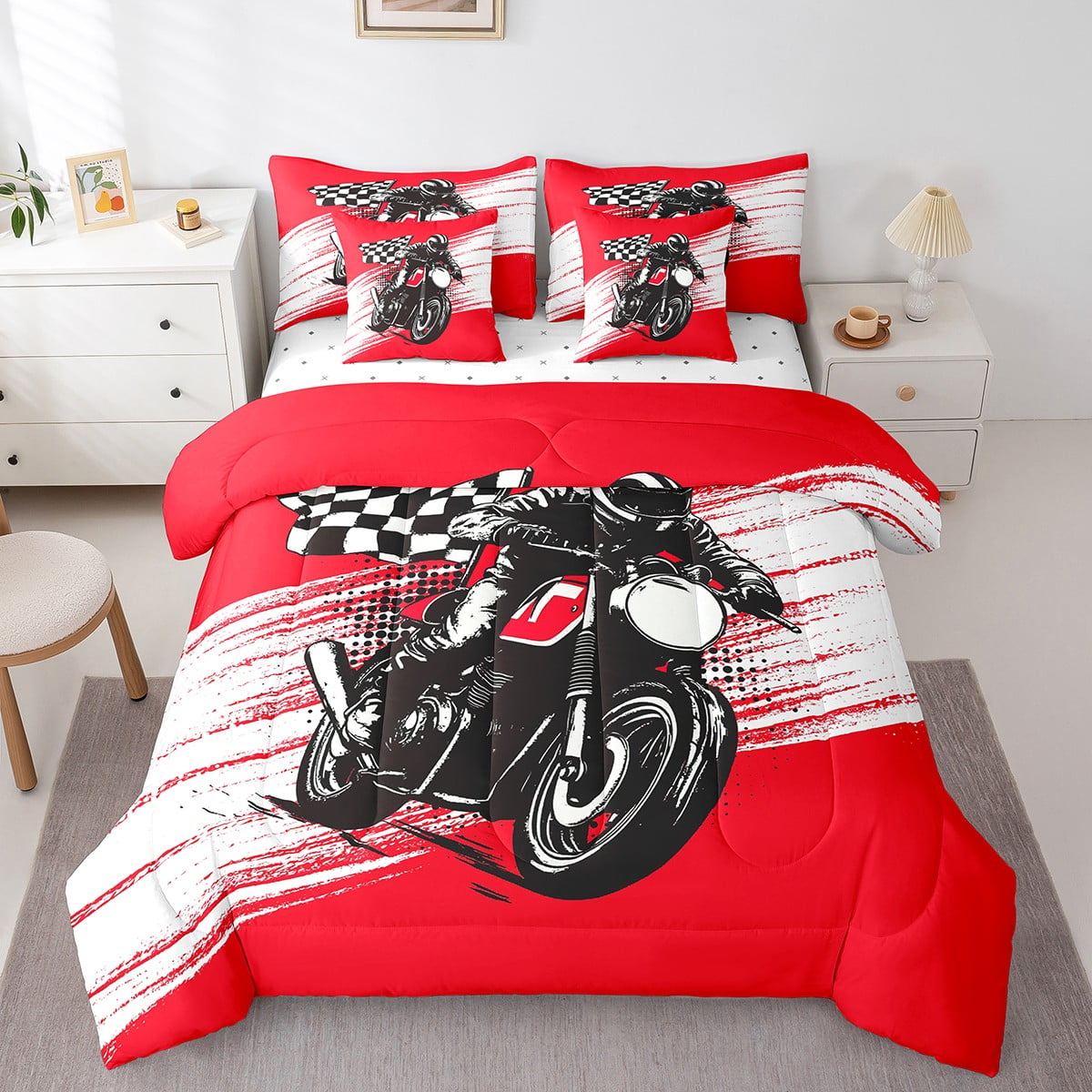 Eosebridal Kids Motocross Rider Comforter Set 7 Pieces Queen Size ...
