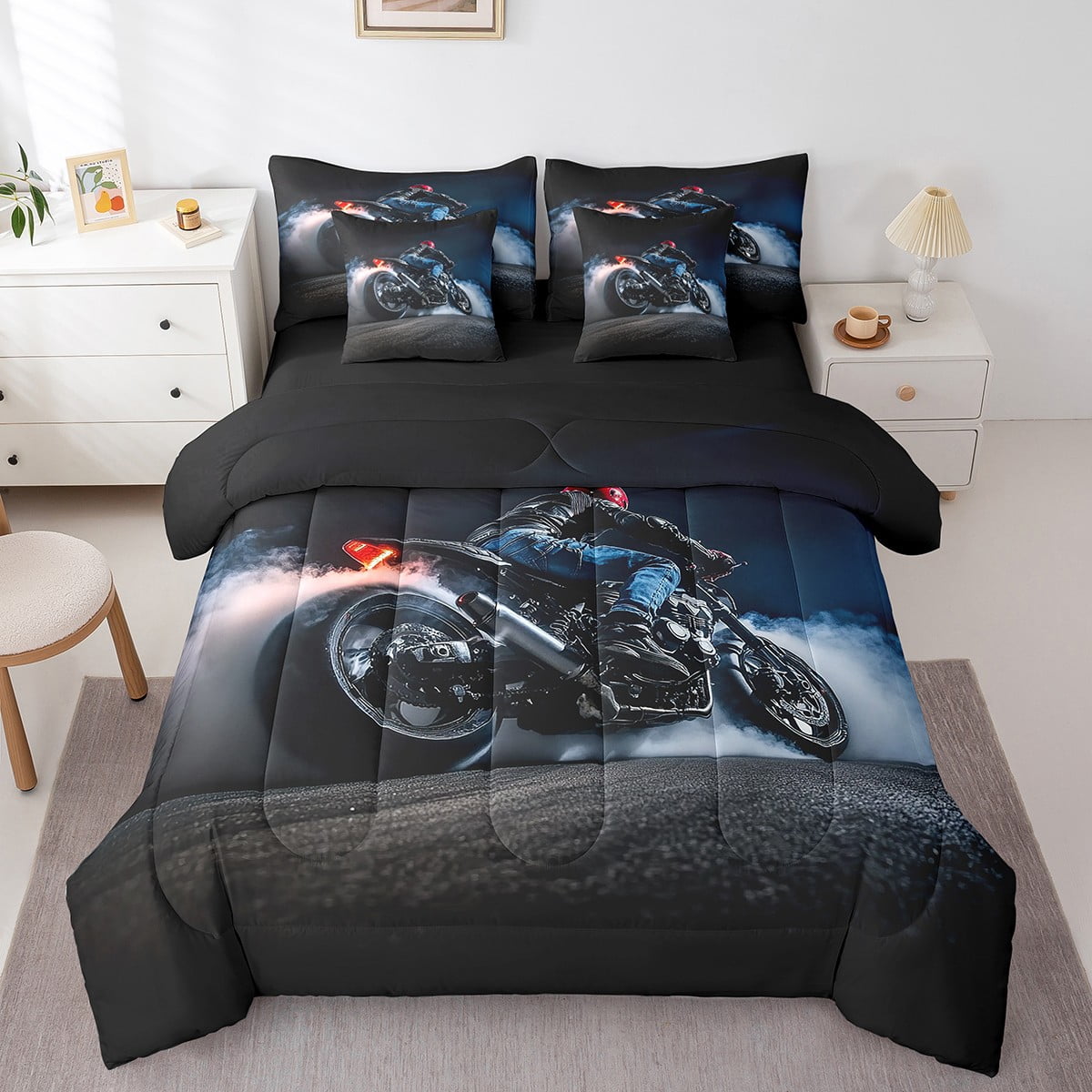 Eosebridal Motocross Rider Comforter Set 7 Pieces Twin Size Dirt Bike ...