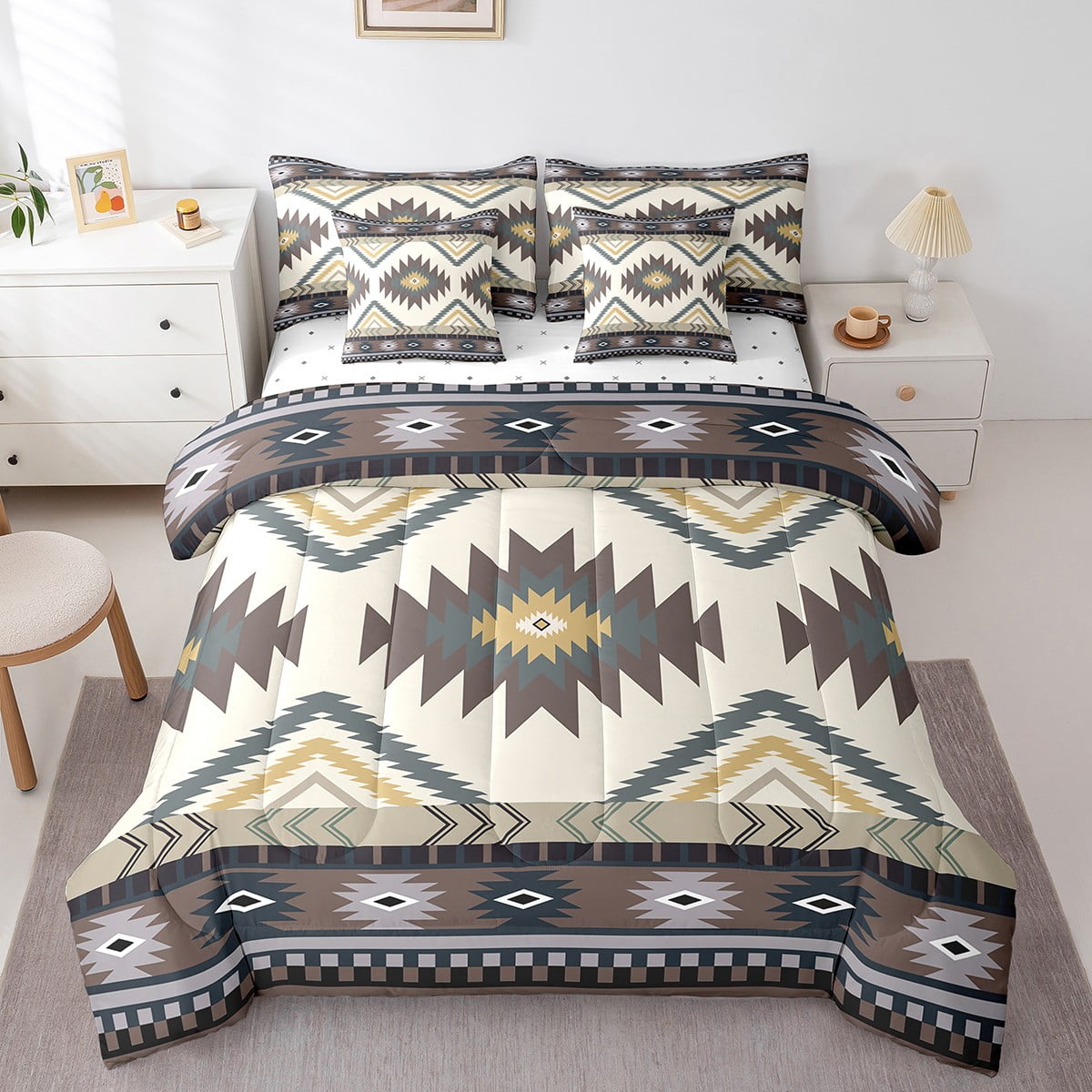 Eosebridal Rustic Southwestern Comforter Set 7 Pieces Full Size Kids,Stitched Western Bedding ...