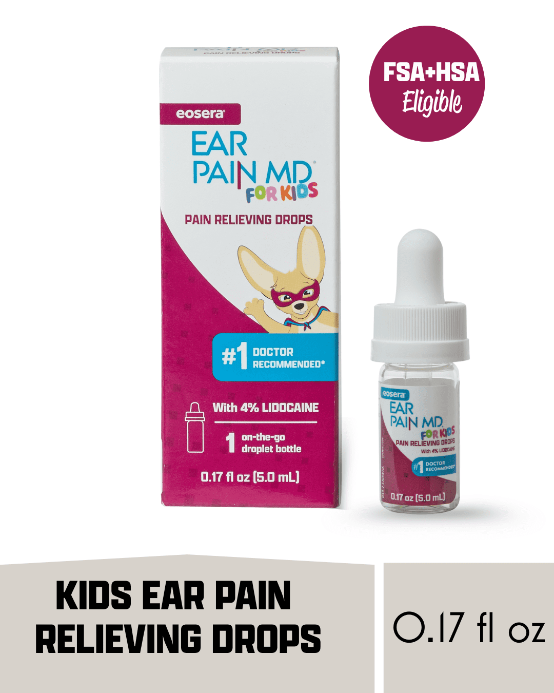 Eosera EAR PAIN MD FOR KIDS Max Strength Lidocaine Pain Relieving Drops ...