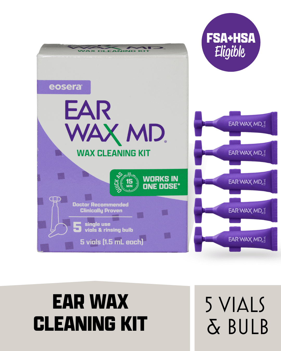 Eosera EAR WAX MD Wax Cleaning Kit, 5 Single Use Vials - Walmart.com