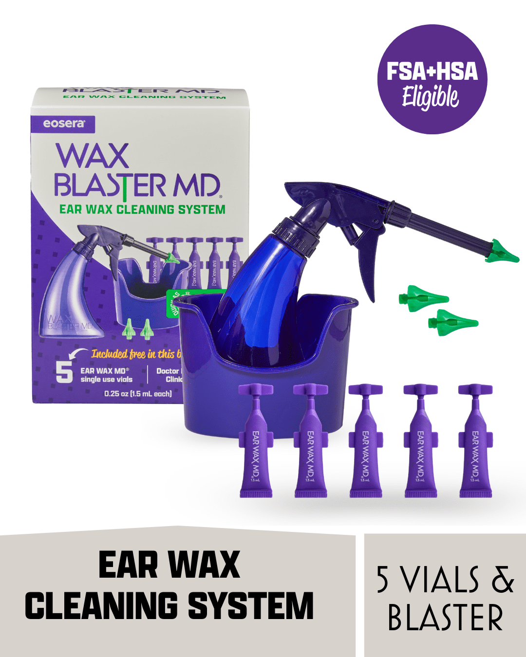 Eosera WAX BLASTER MD Ear Wax Cleaning Kit with Bottle, Basin, Three ...