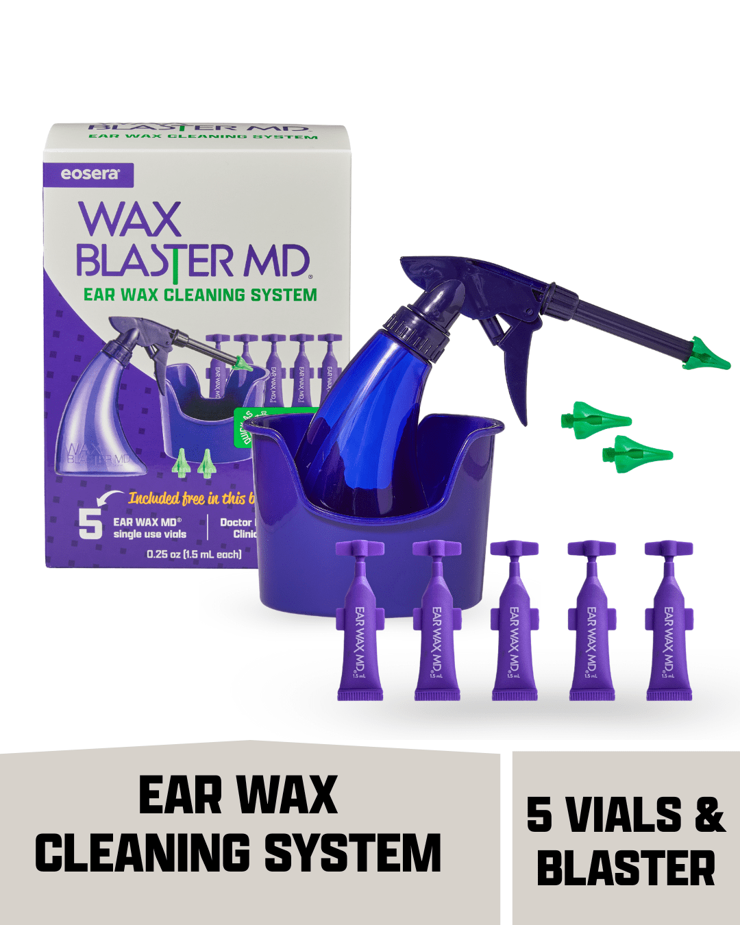Eosera WAX BLASTER MD Ear Wax Cleaning Kit with Bottle, Basin, Three ...