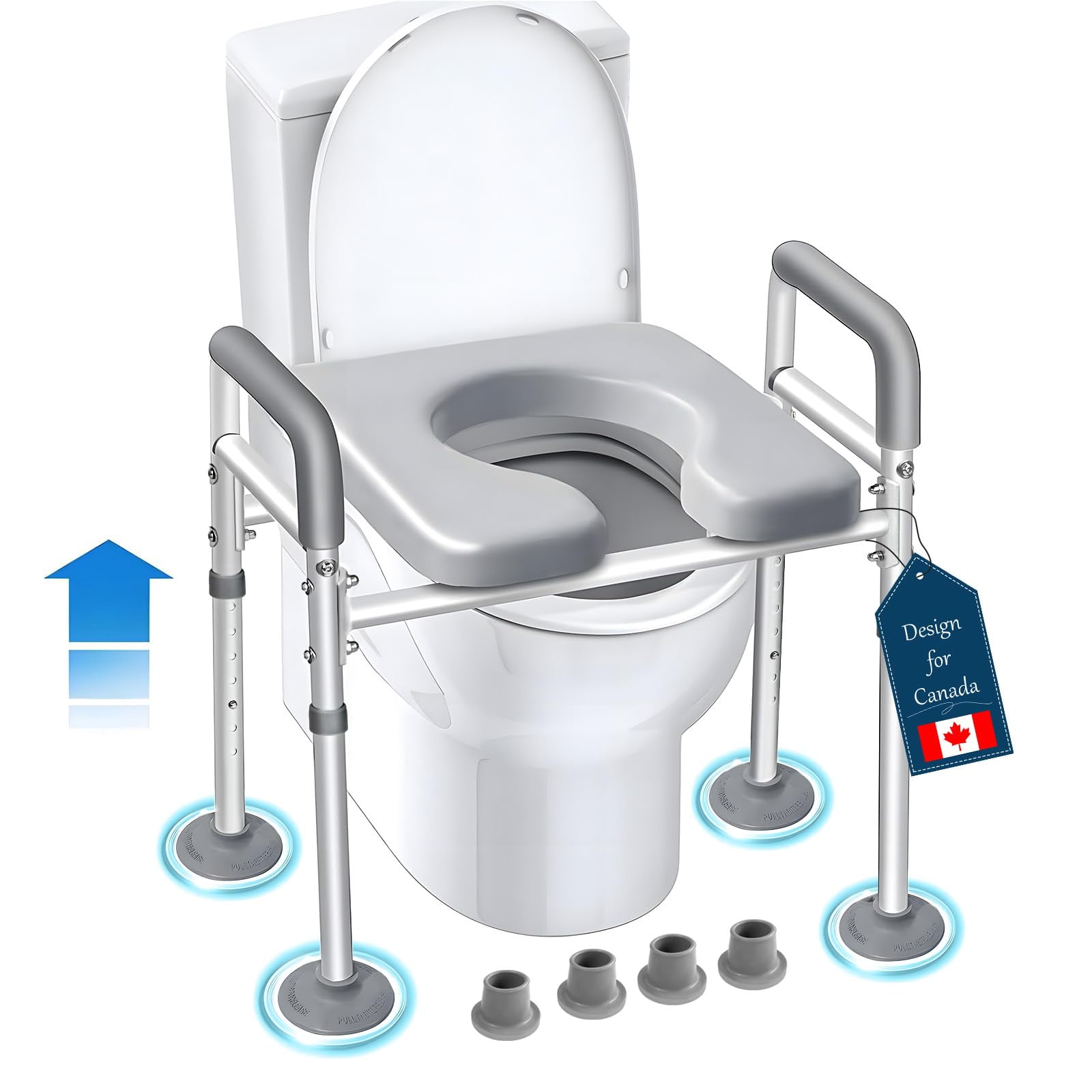 Eosprim Raised Toilet Seat with Handles, Toilet Seat Riser for Seniors ...