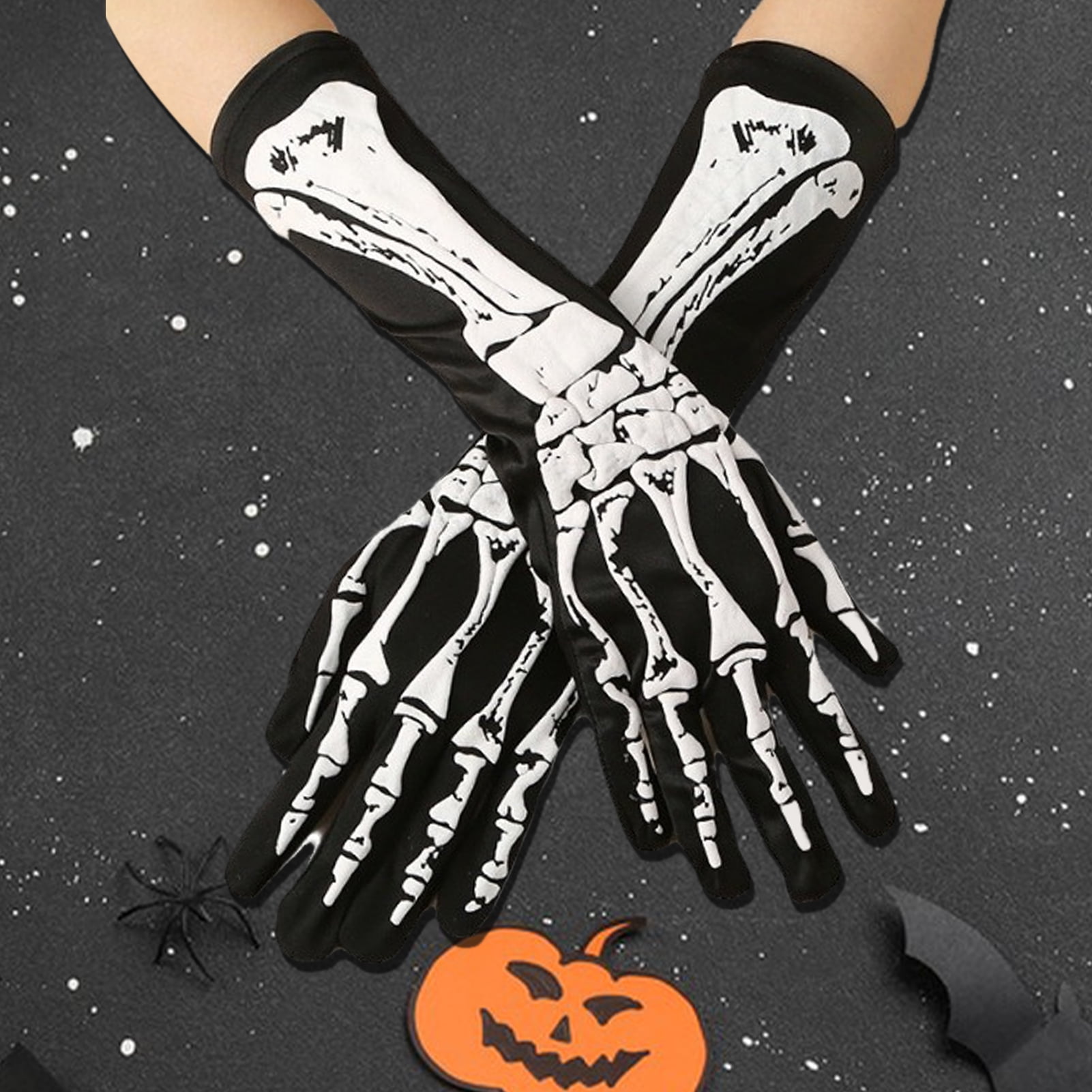 Eosunjian 1 Pair Halloween Skeleton Gloves Ghost Hand Print Glow at ...