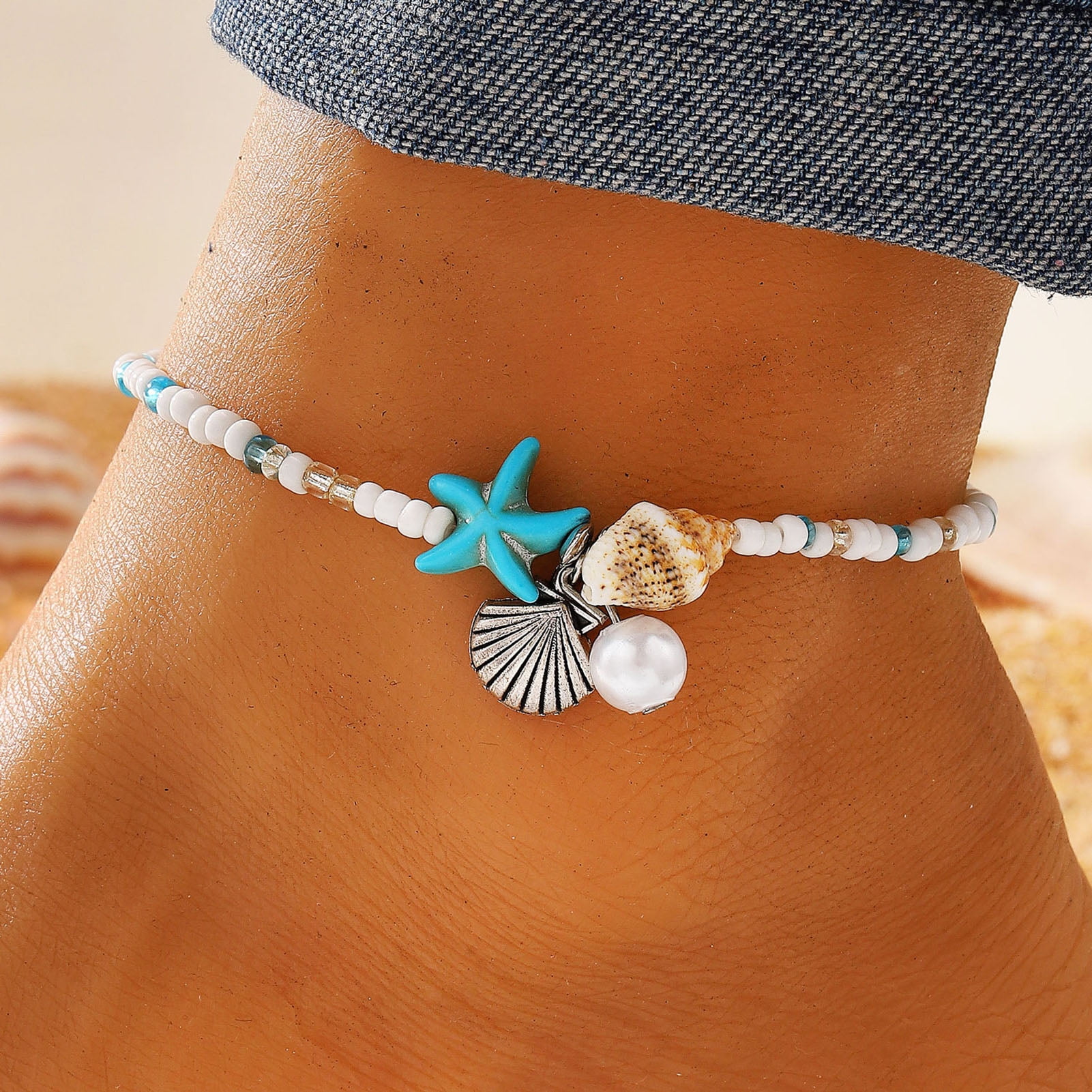 Eosunjian Boho Beach Anklet Bracelet Women Handmade Shell Beaded Foot ...