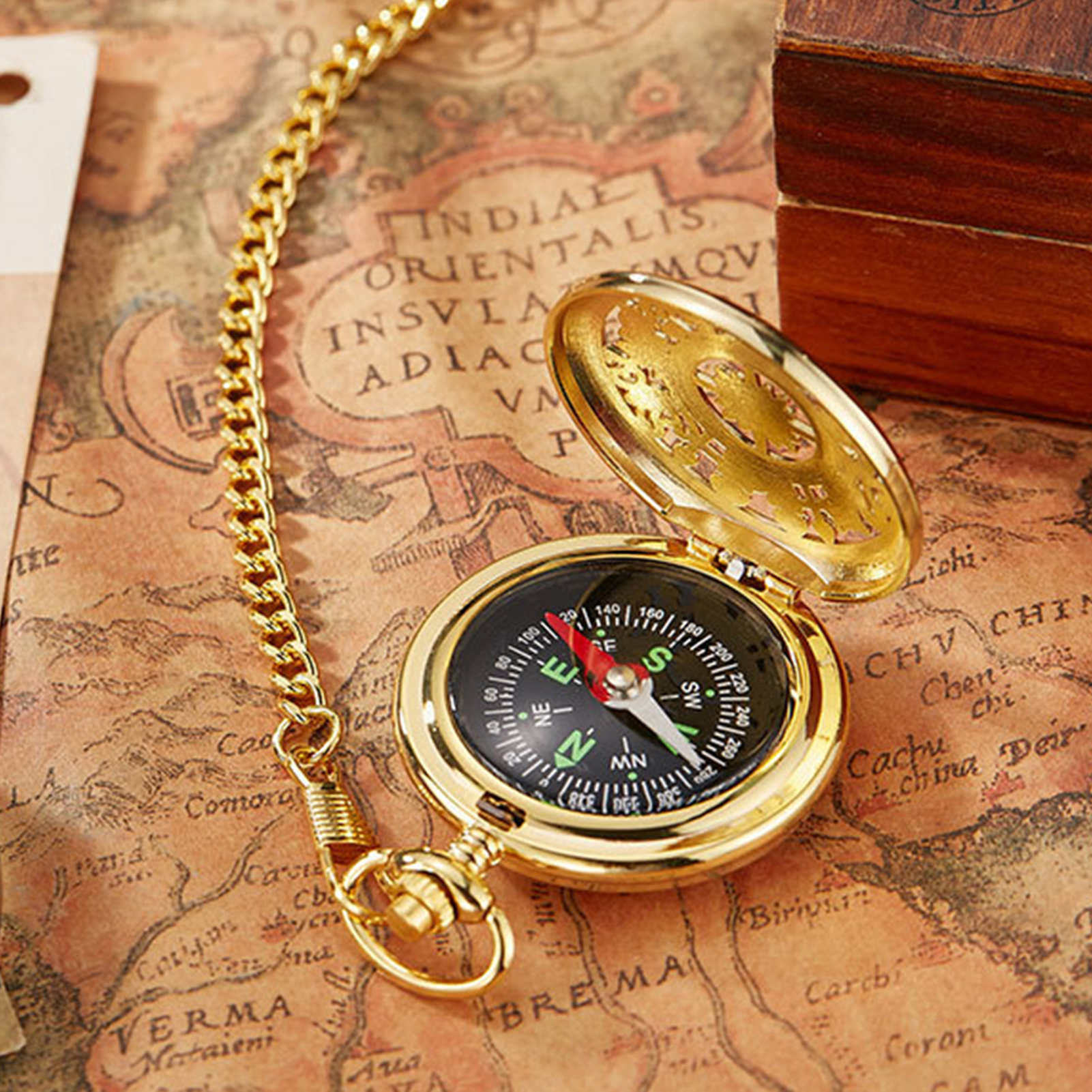 Eosunjian Compass Pocket Watch Vintage Waist Chain Clear Texture ...