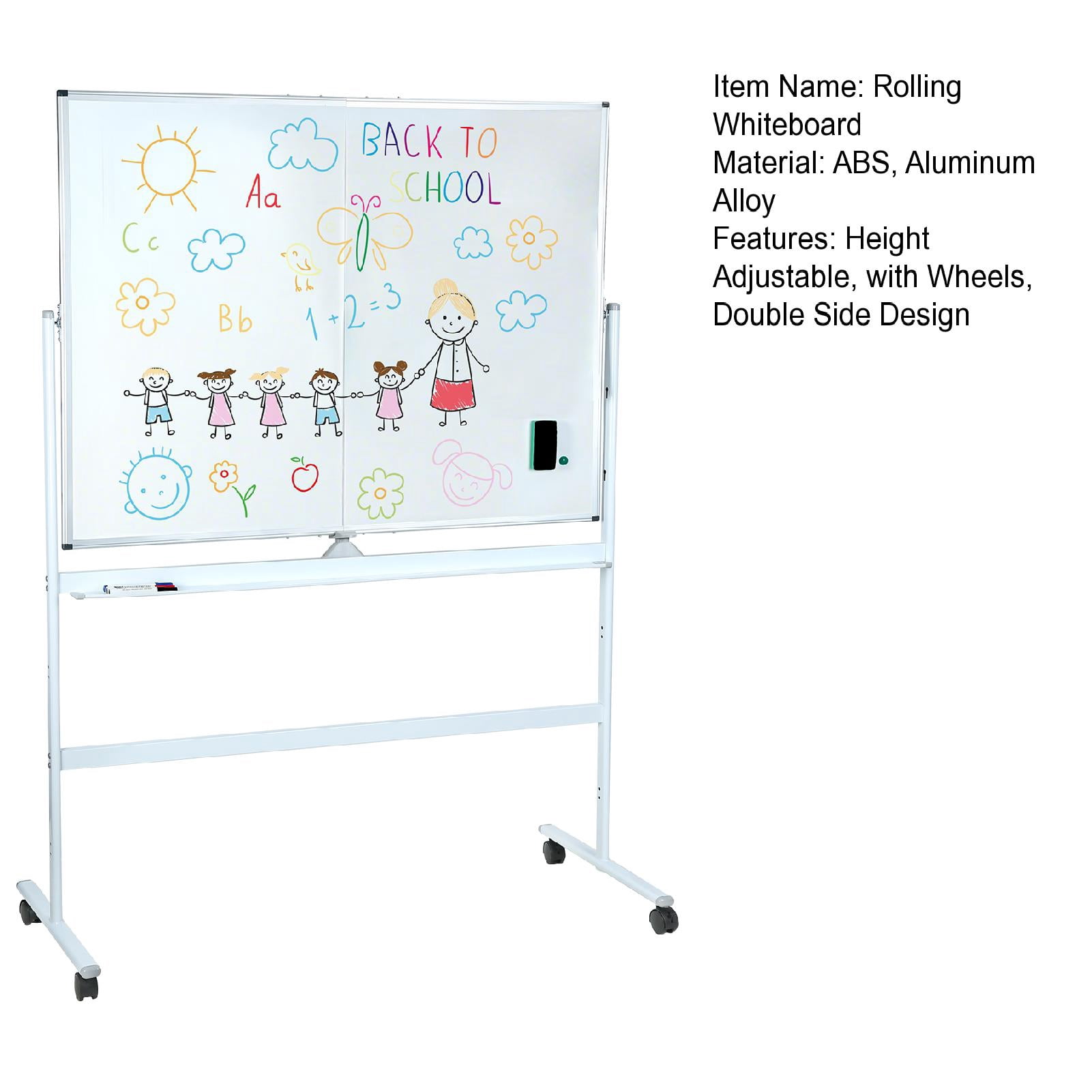 Eosunjian Double-Sided Rolling Whiteboard Dry Erase, 48" X 36" Large ...