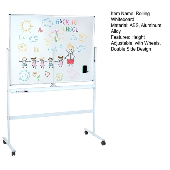 Eosunjian Double-Sided Rolling Whiteboard Dry Erase, 48" X 36" Large ...