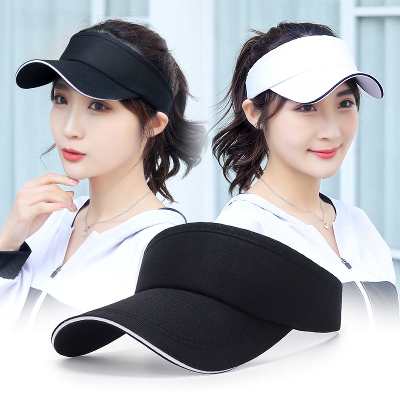 Eosunjian Empty Top Solid Color Adjustable Fastener Tape Sun Hat Unisex ...