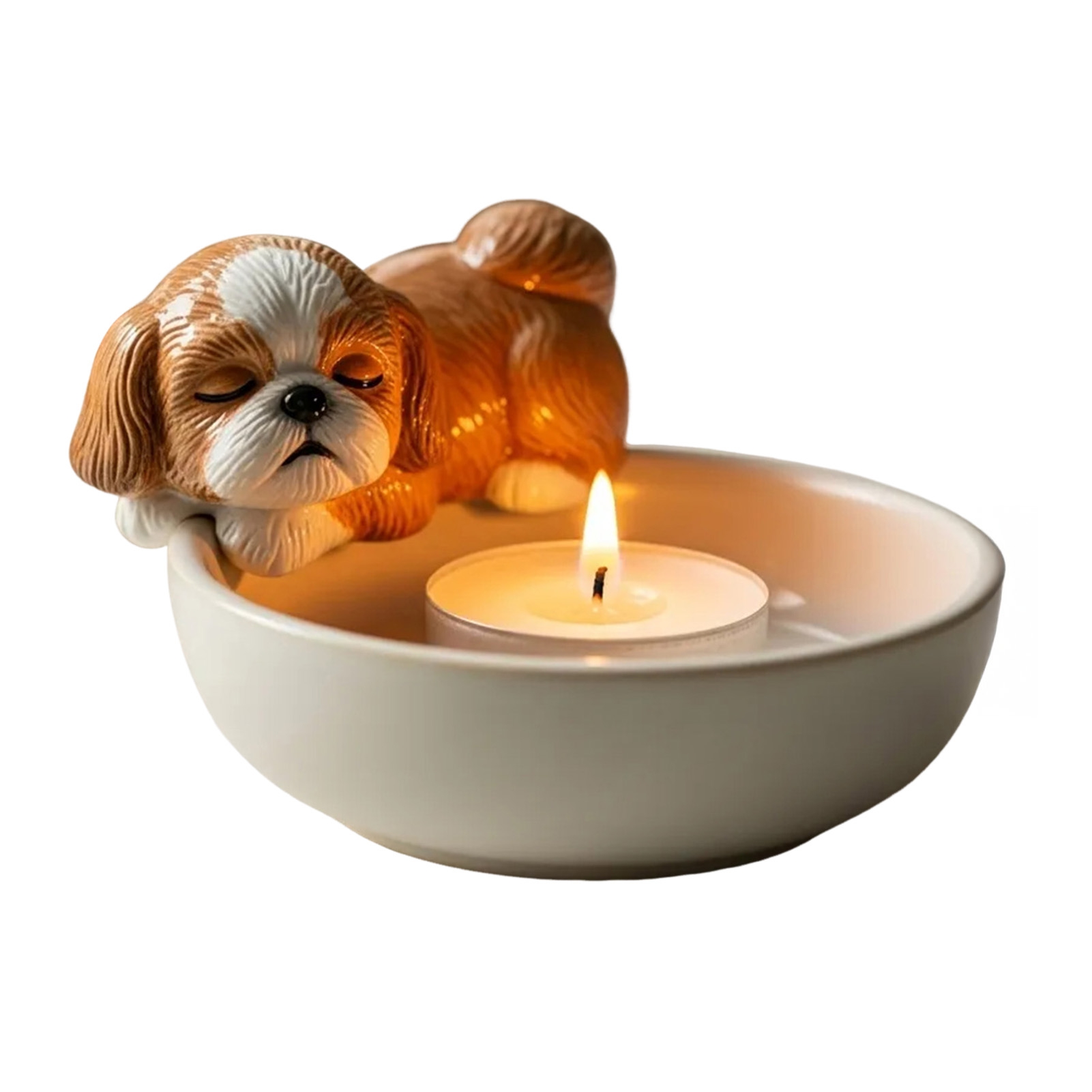 Eosunjian Farmhouse Candle Holder Hand-painted Puppy Candle Holder Dog ...
