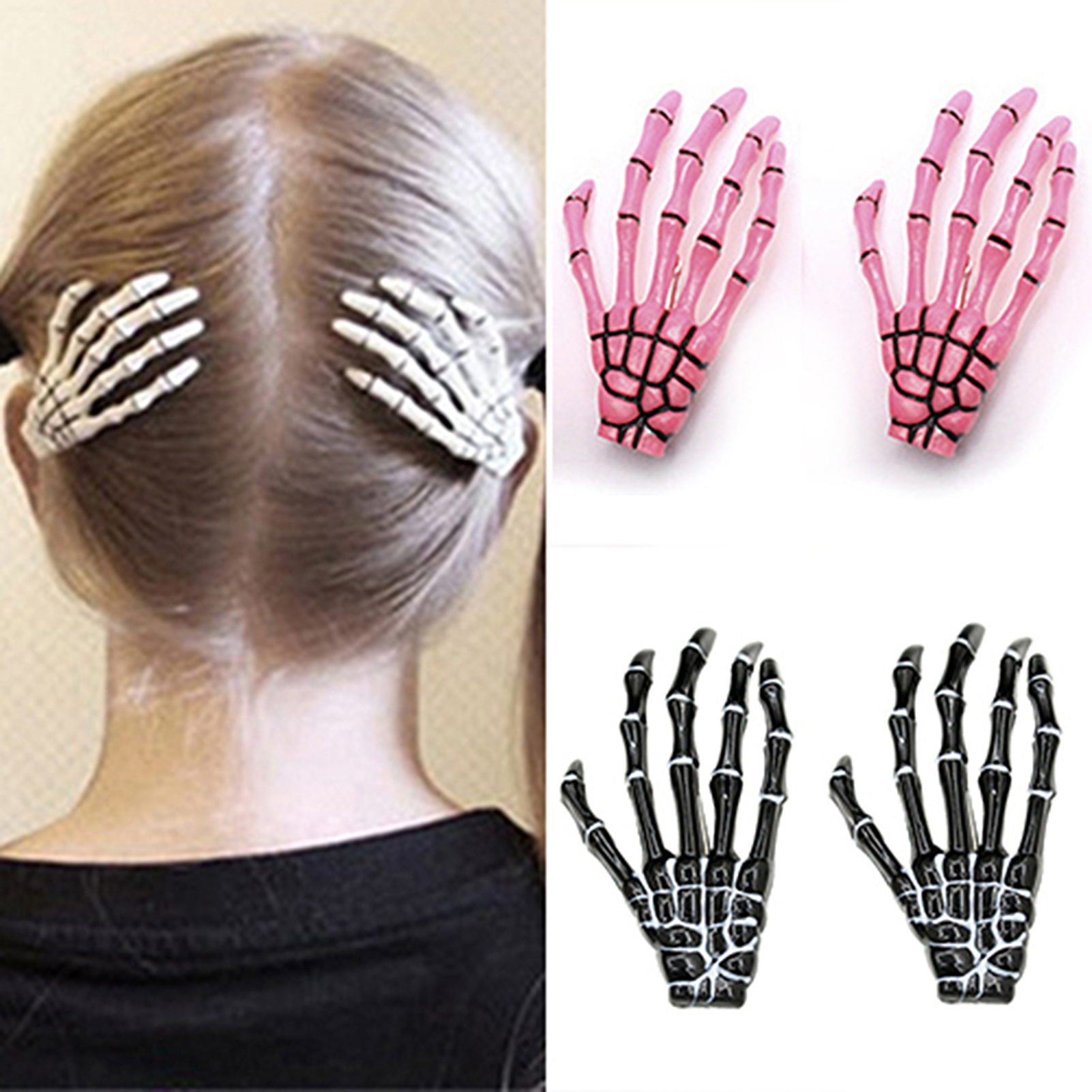 Eosunjian Fashion Punk Skull Paw Hairpin Exaggerated Skull Bone Hand ...