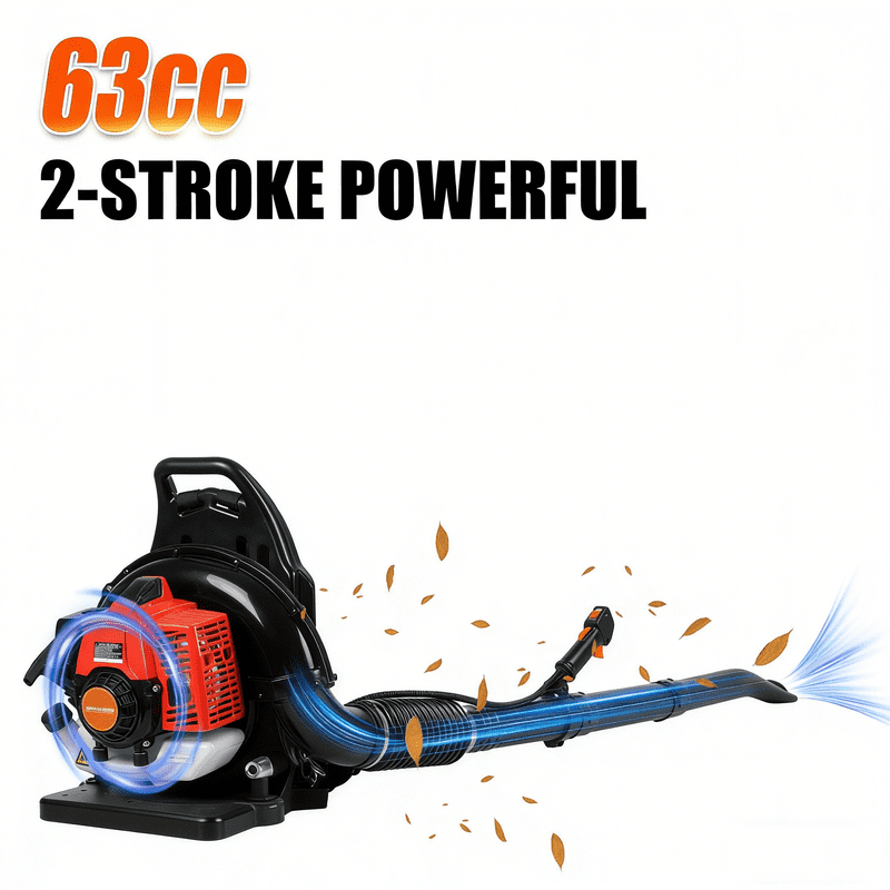 Eosunjian Gas Leaf Blower,Cordless Backpack Blower,63cc 2-Stroke Engine ...