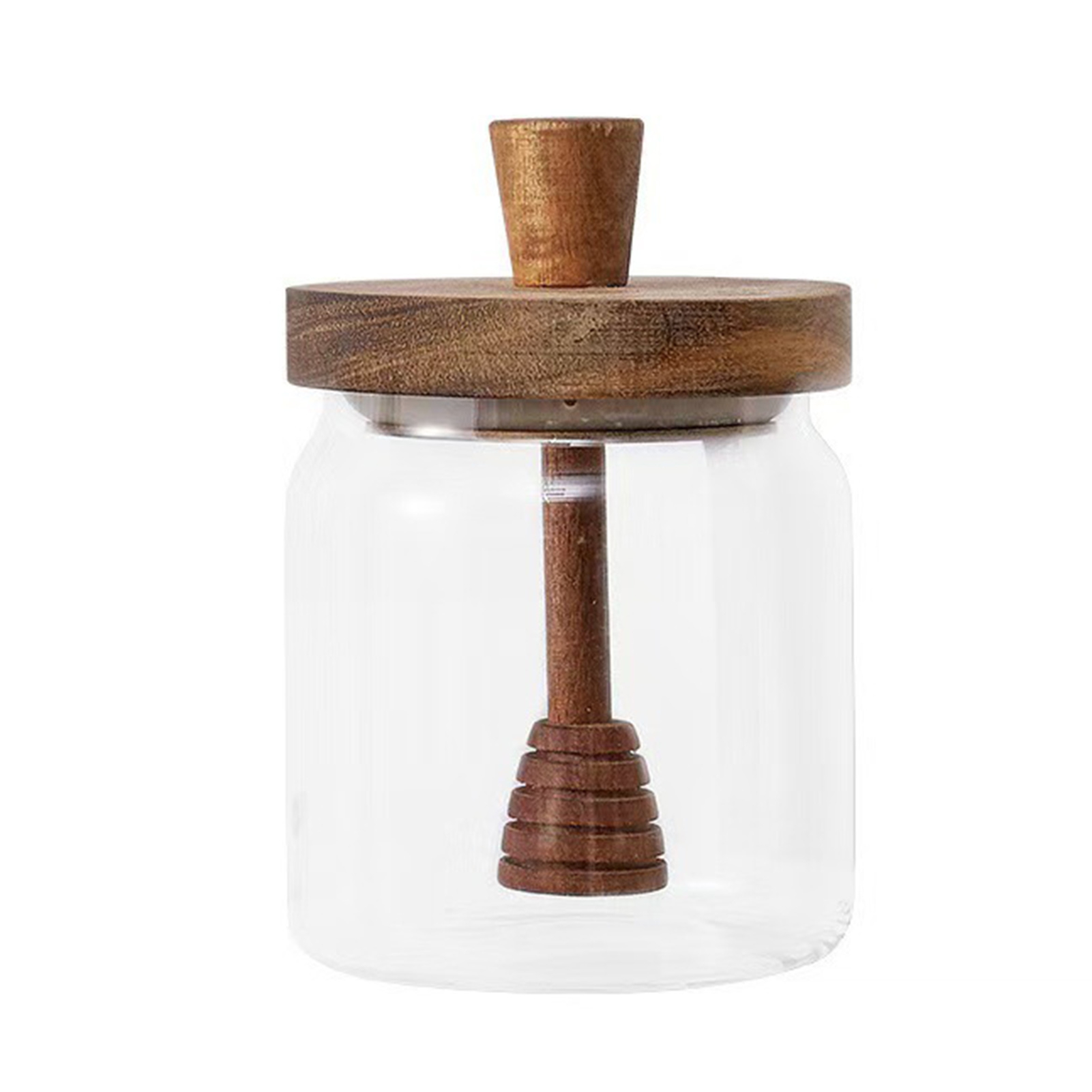 Eosunjian Honey Jar with Wooden Lid Glass Honey Pot with Scoop Glass ...
