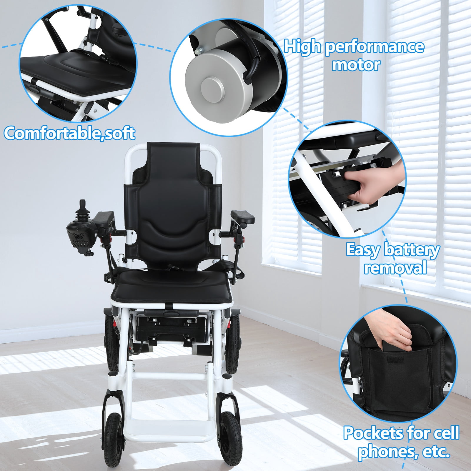 Eosunjian Lightweight Foldable Wheelchair for Adults,Motorized Portable ...