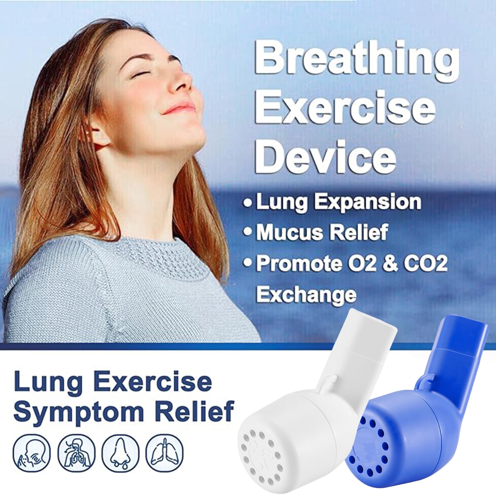 Sioweci Lung Exerciser Device Valve Mucus Removal Tool Reusable Compact ...