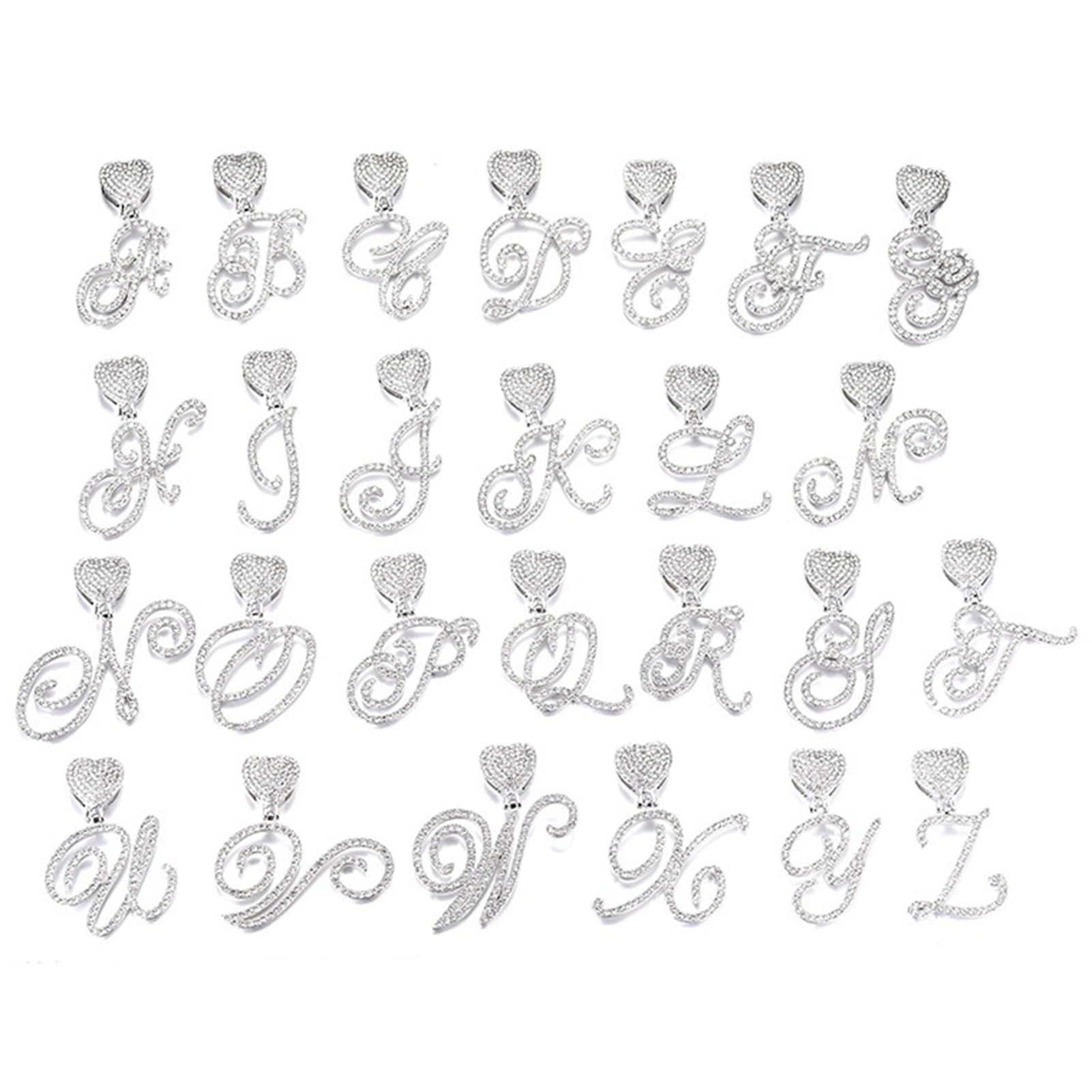 Eosunjian Necklace Pendant Alphabet Style Allergy Free Sparkling ...