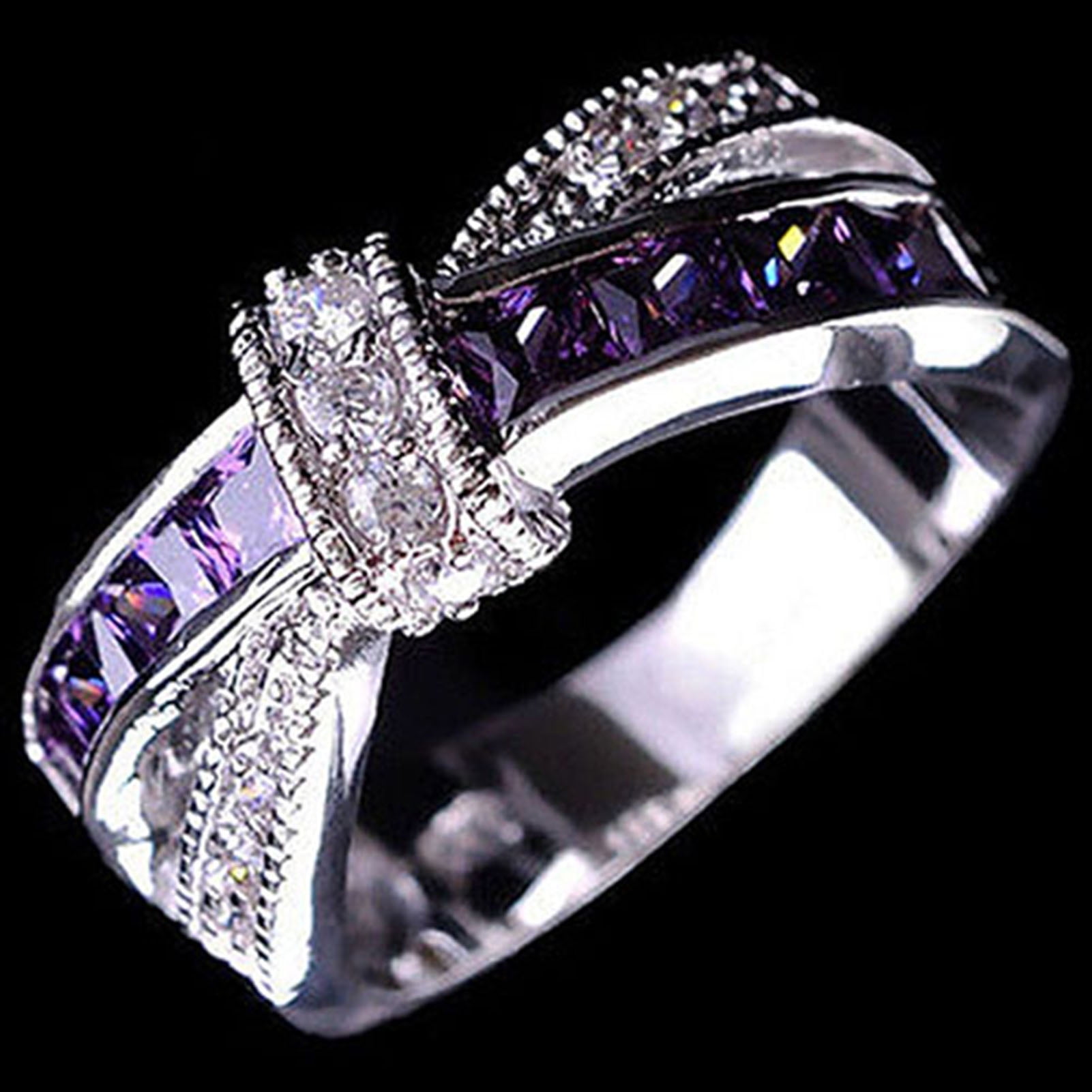 Eosunjian Ring Rhinestone Inlaid Decorative Alloy Cross Design Finger ...