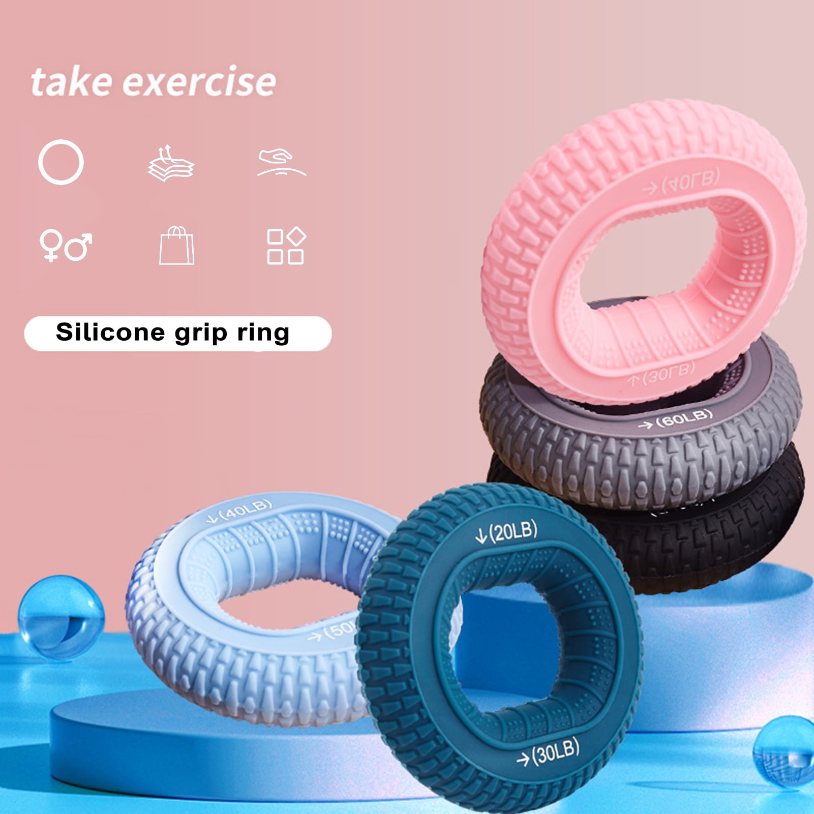 Sioweci Silicone Hand Grip Trainer Wrist Strength Arm Muscle Training ...