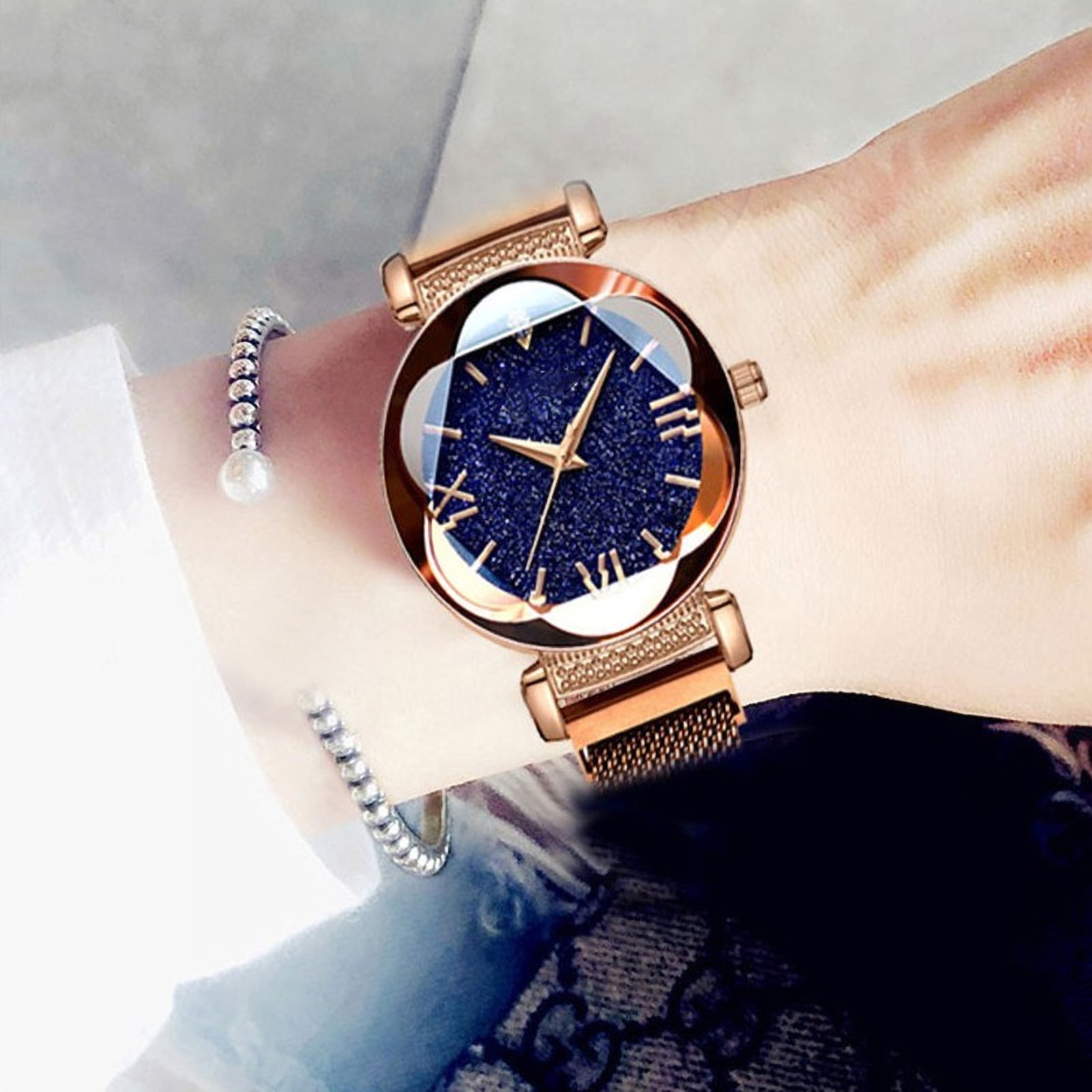 Eosunjian Starry Sky Watch Magnetic Strap Round Dial Women Pointer ...