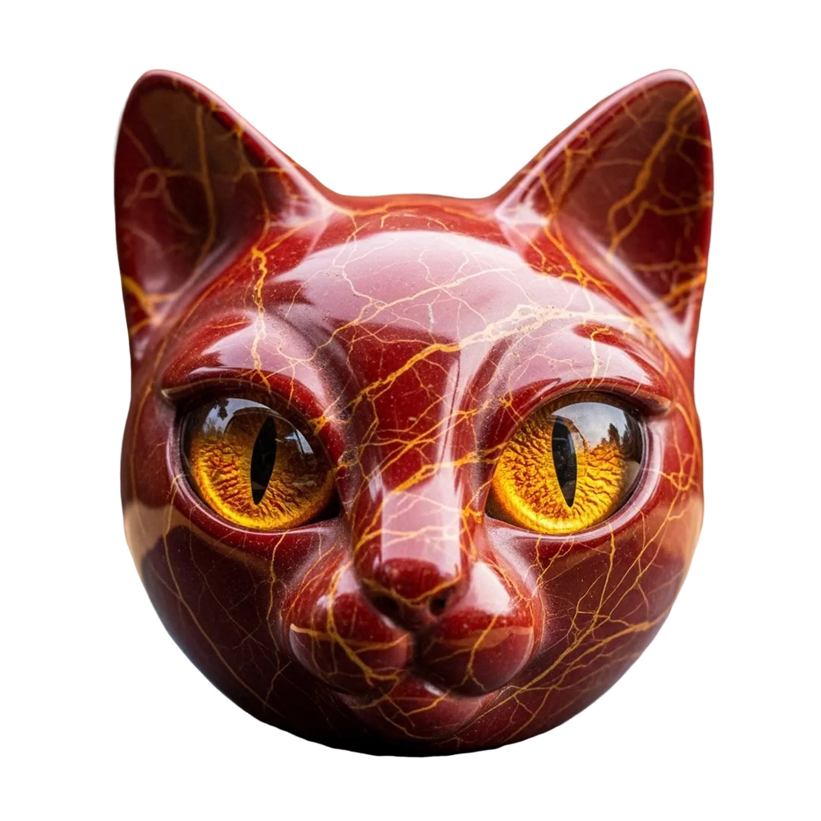 Eosunjian Texture Cat Figurine Hand-carved Realistic Cat Head Ornament ...