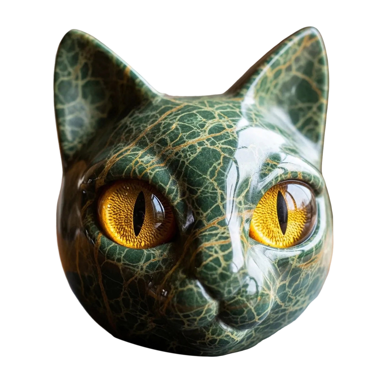Eosunjian Texture Cat Figurine Hand-carved Realistic Cat Head Ornament ...