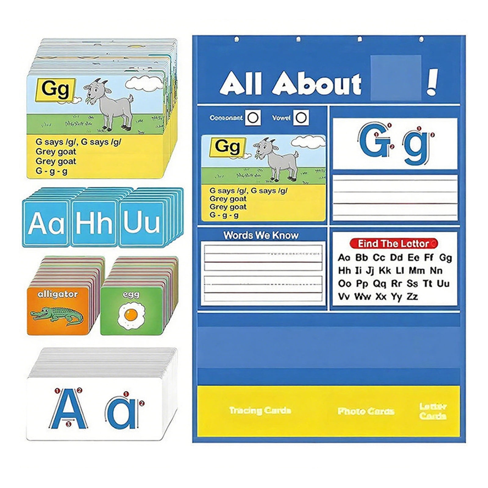 Eosunjian Toddlers Abc Learning Charts Alphabet Learning Pocket Chart ...