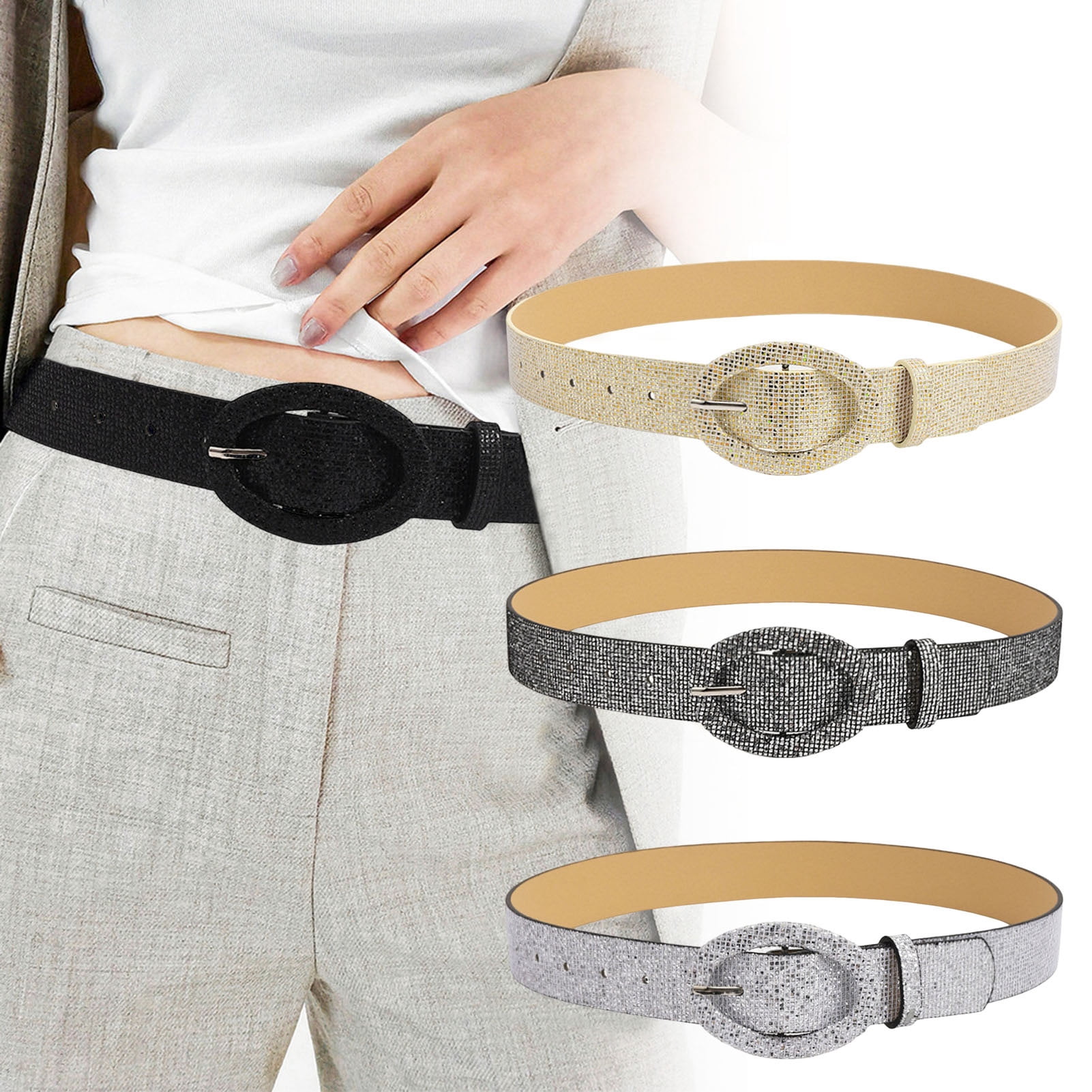 Eosunjian Women Belt Multi Holes Adjustable Length Faux Leather ...