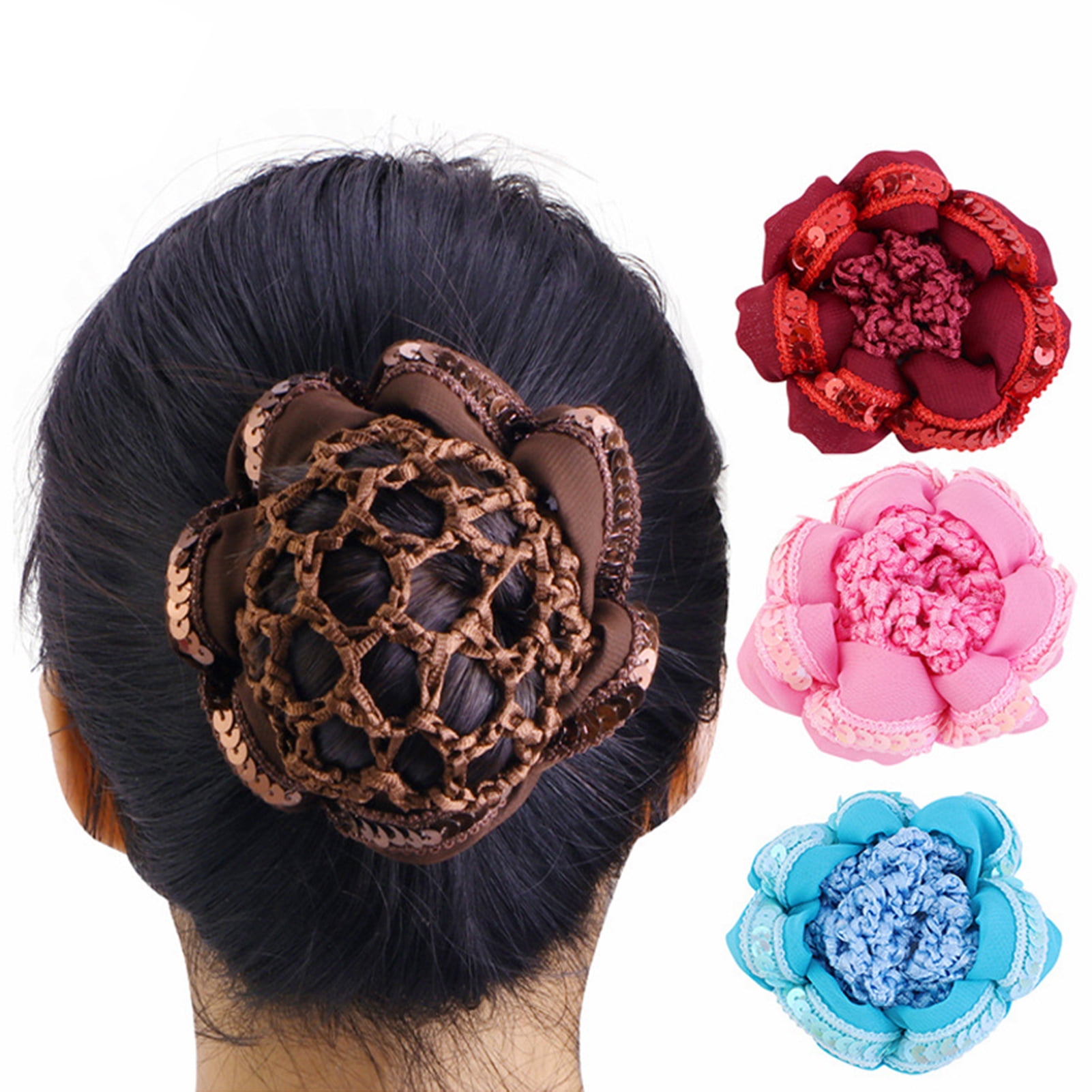 Eosunjian Women Hair Net Sequins Hollow Out High Elasticity Handmade ...