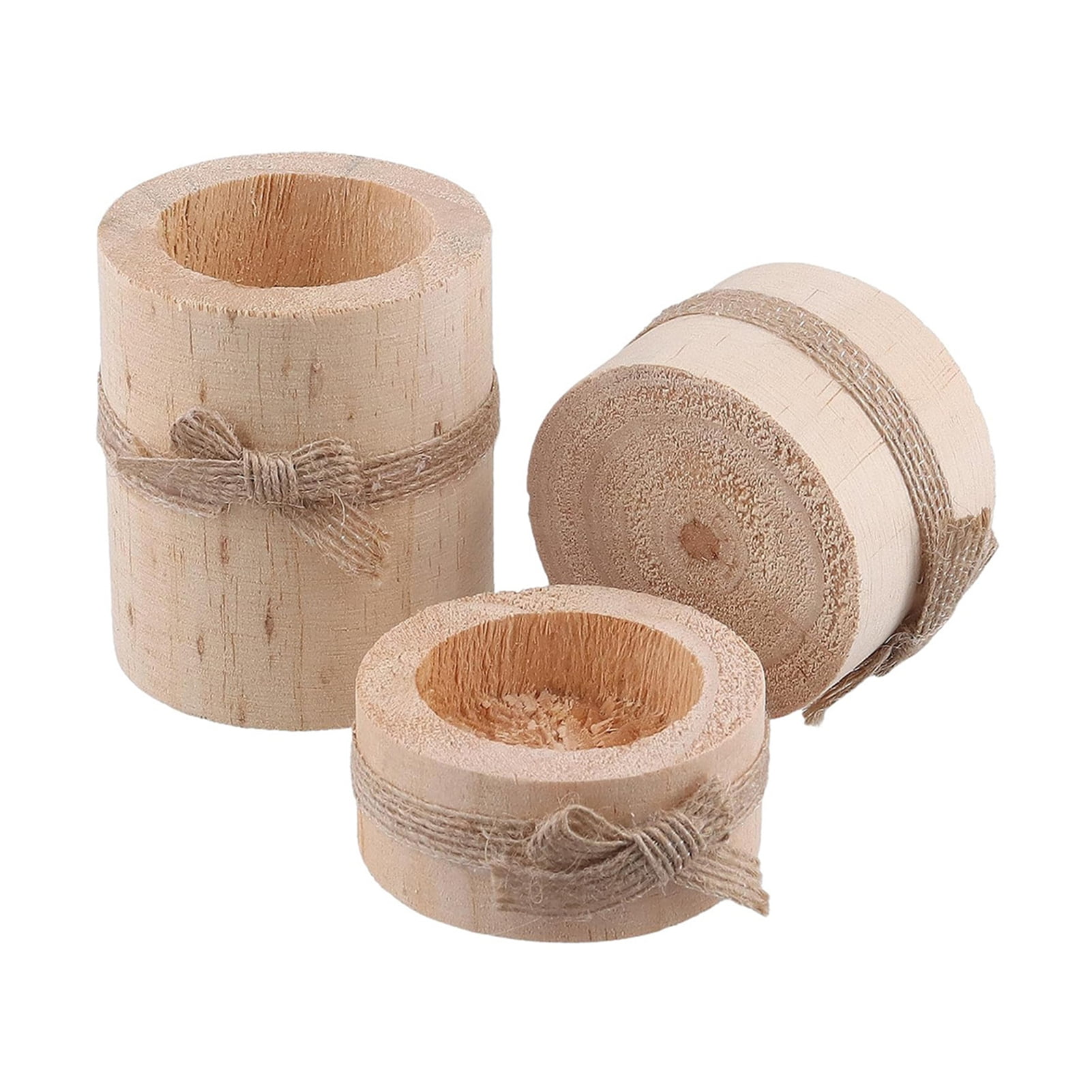 Eosunjian Wooden Candle Holder Rustic Stump Candle Holder 3pcs Wooden ...